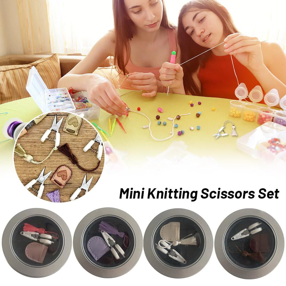 Mini Knitting Scissors Set with Storage Box Compact Embroidery Scissors ...