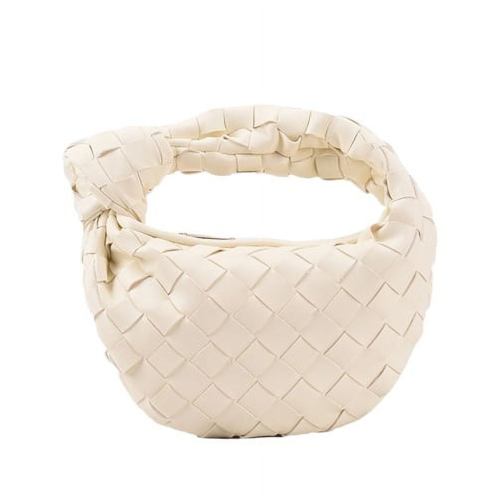 Women's Mini Knotted Woven Hobo Bag | Top Handle Faux Leather Shoulder ...