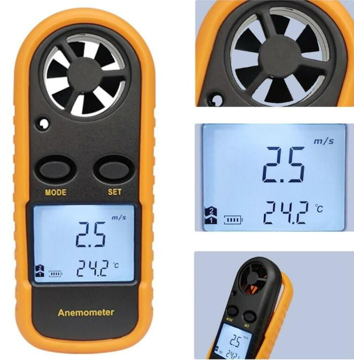Mini LCD Wind Speed Gauge Air Velocity Meter Digital Anemometer NTC ...
