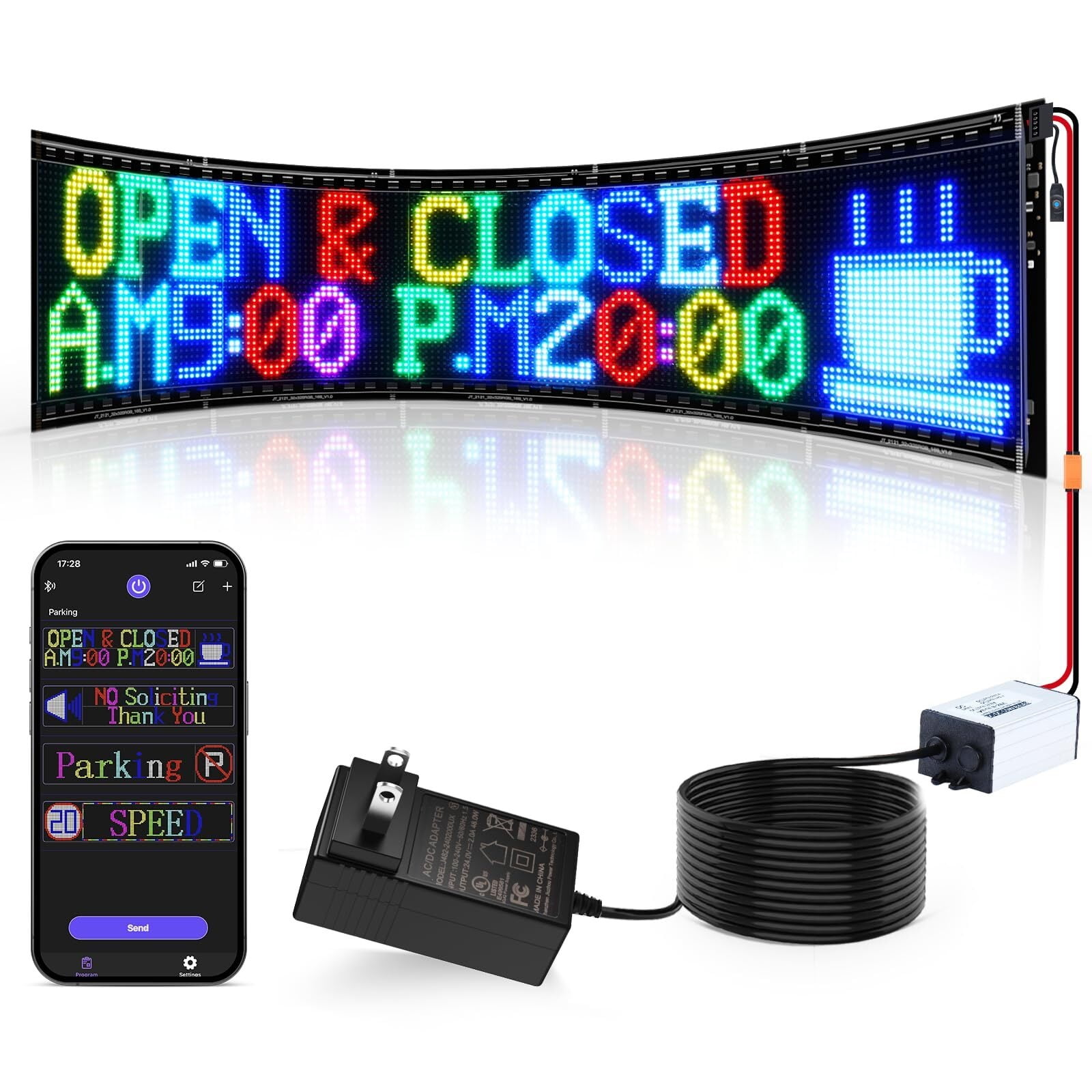 Mini LED Car Signs, 6.7''x2.76'' Flexible USB 5V LED digital sign ...