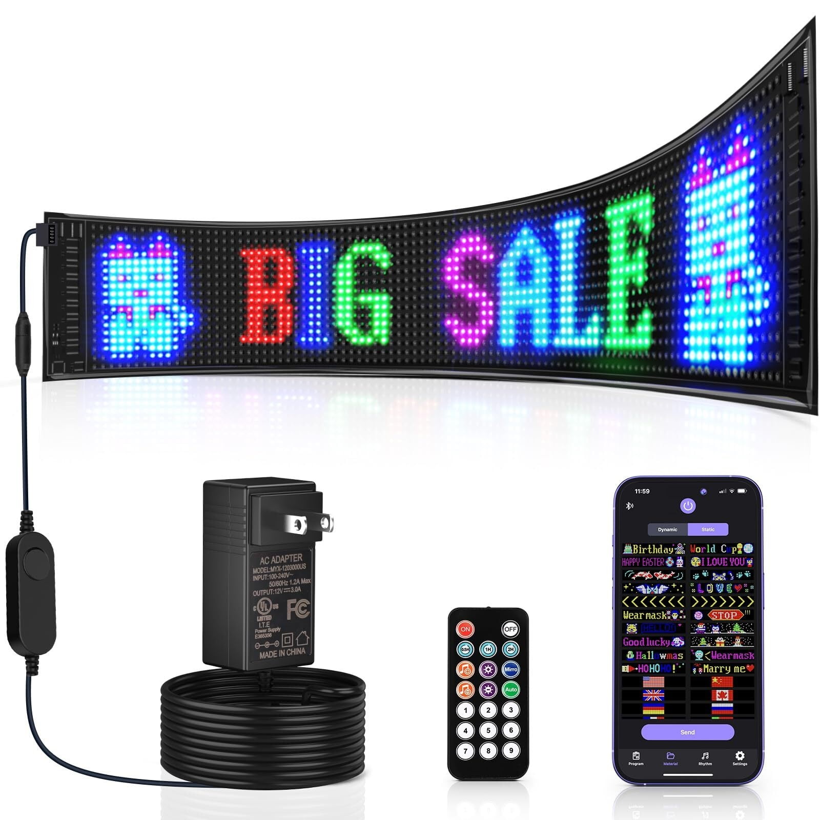 Mini LED Car Signs, 6.7''x2.76'' Flexible USB 5V LED digital sign ...