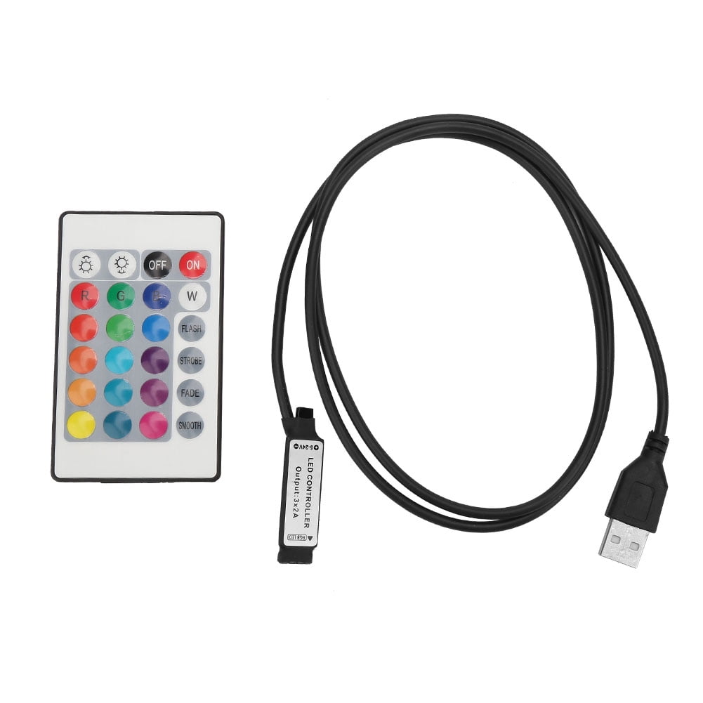 Mini LED Controller, 5-24V 24 Key RGB LED Light Strip Wireless Remote ...
