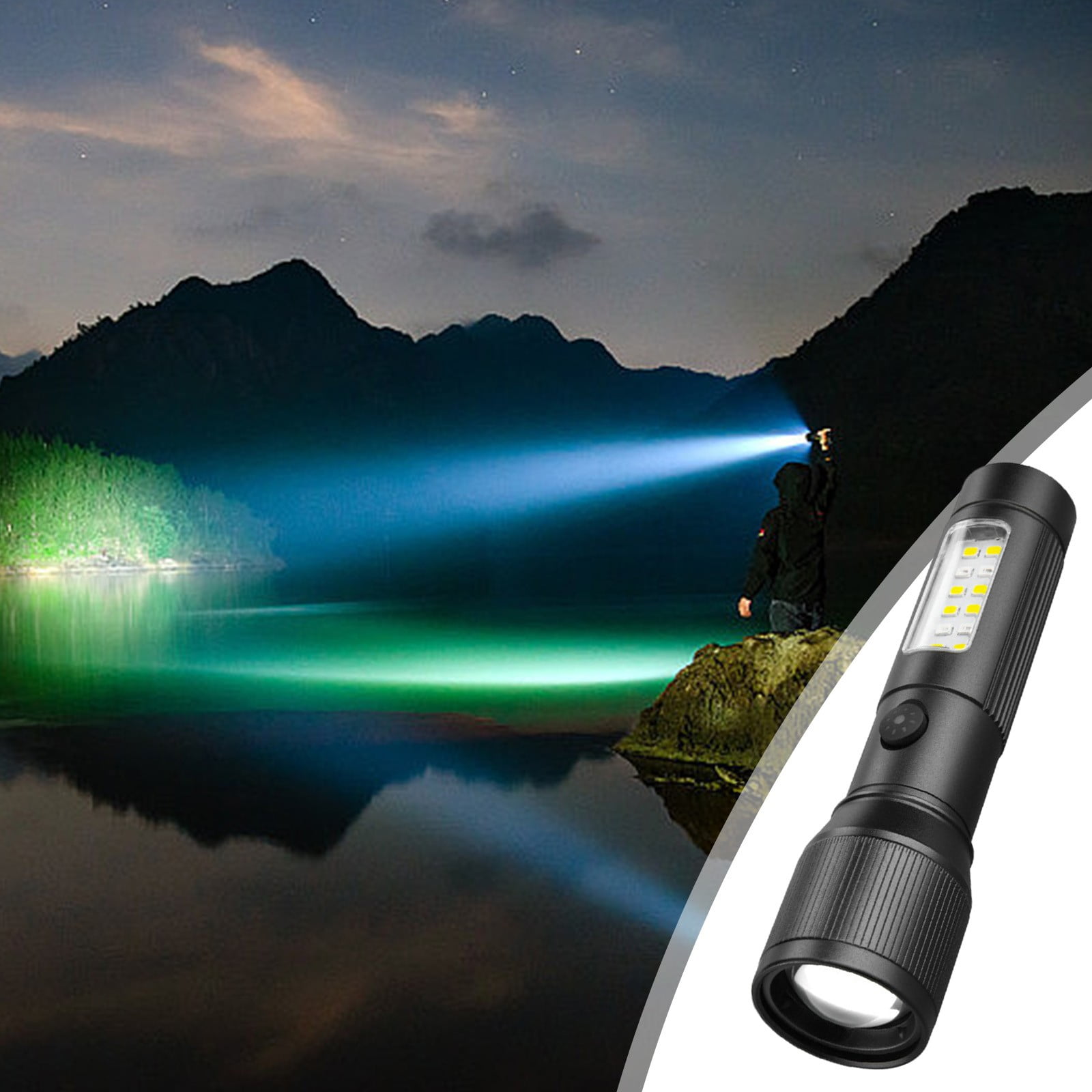 Mini LED Flashlight, High-Powered Torch, Rechargeable Battery, Aluminum ...