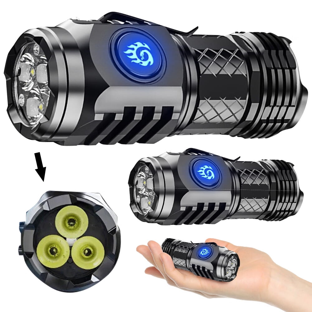 Mini LED Flashlight Type C USB Rechargeable Bright Small Flashlight 5 ...