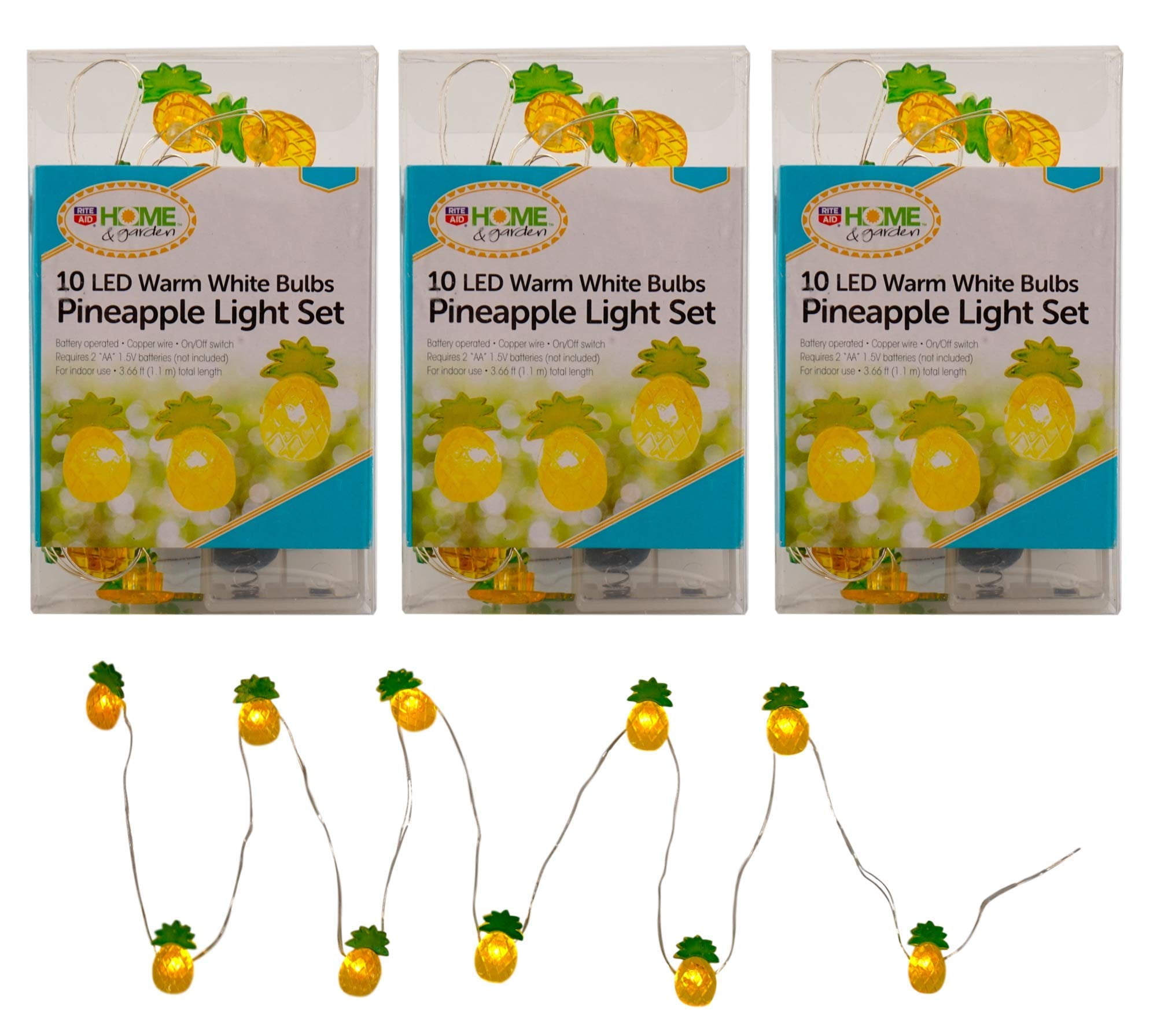 Mini LED Light Sets (3 Pack, 3.6 ft Long and 10 Lights Each) LED Warm ...