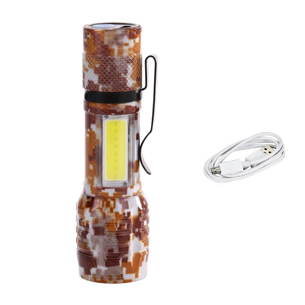 Mini LED Lighting Flashlight Rechargeable Waterproof USB Camouflage ...