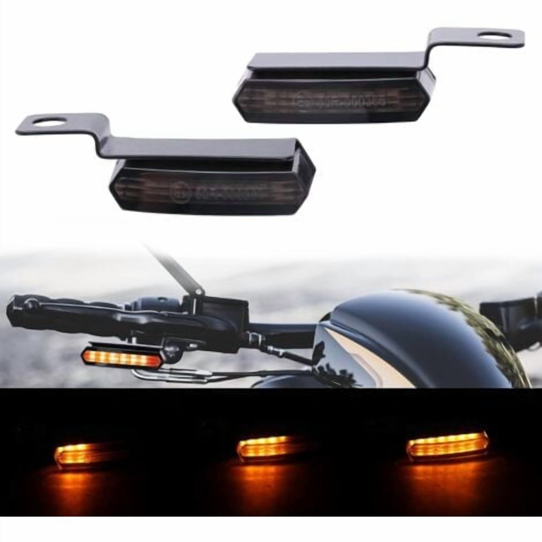 Mini LED Motorcycle Turn Signal Aluminum Handlebar Amber Lights ...