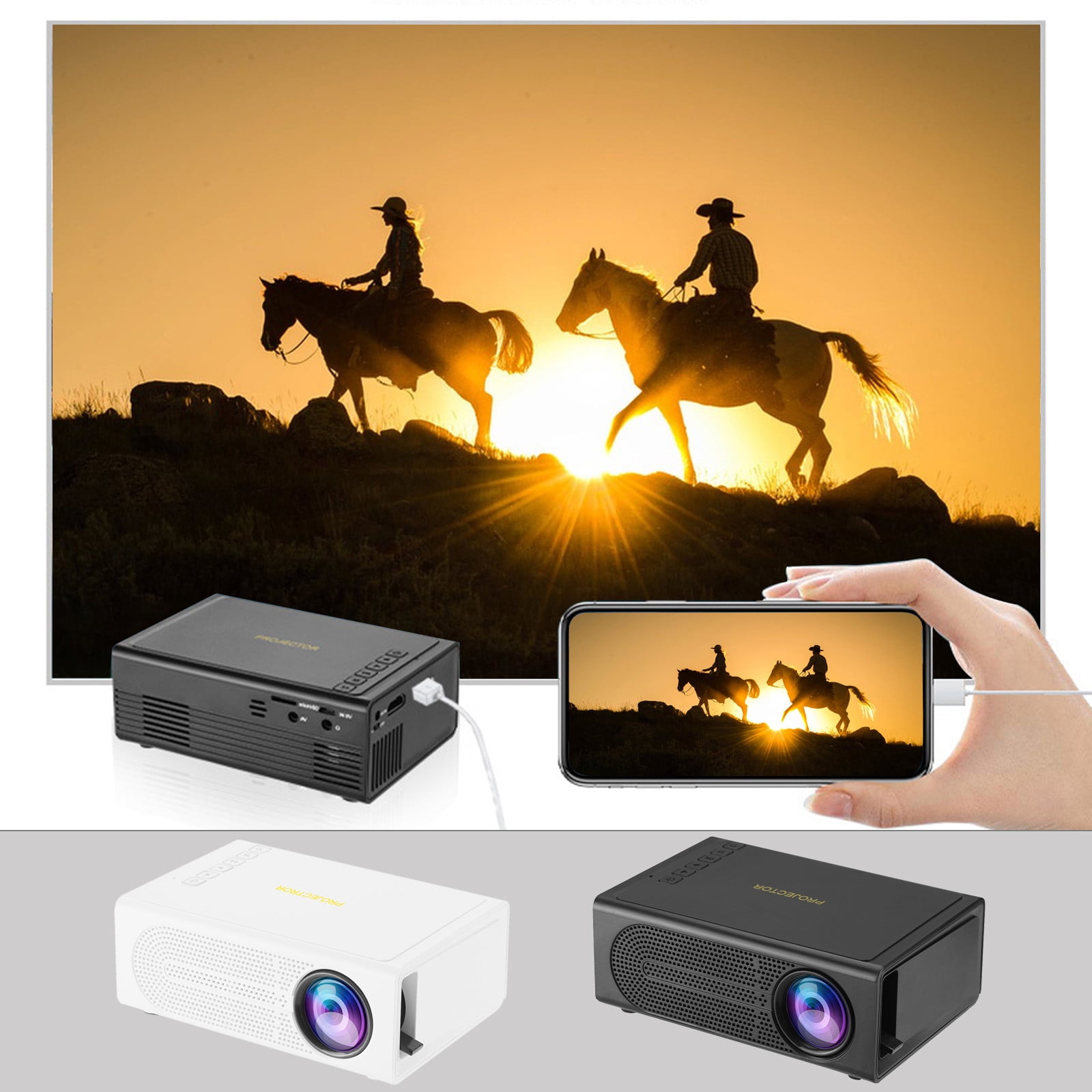 Mini LED Projector, Portable Home Theater, Wired Screen Mirroring ...