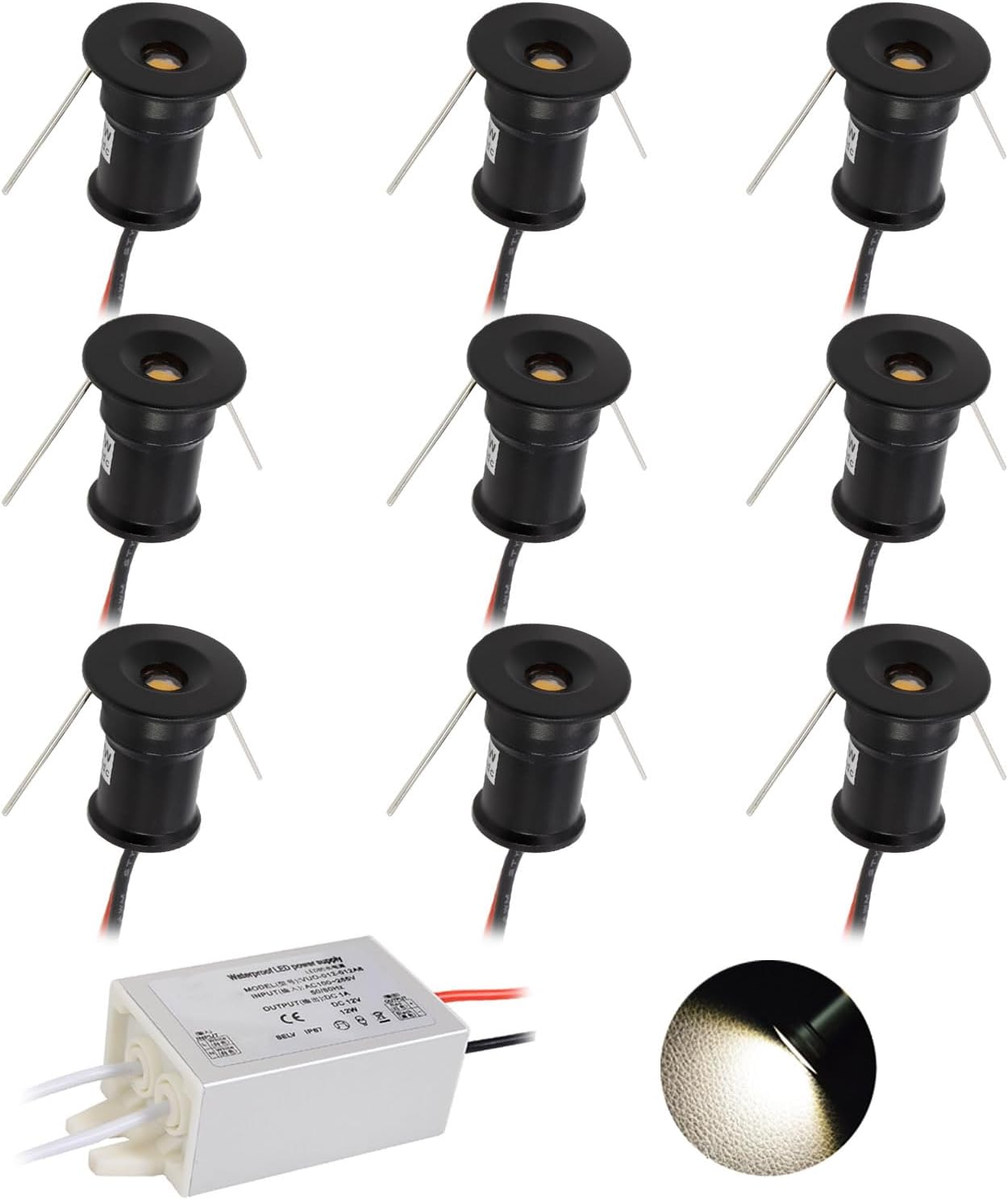 Mini LED Spotlight 9pcs 1W Small Recessed Ceiling Spotlight 12V for ...