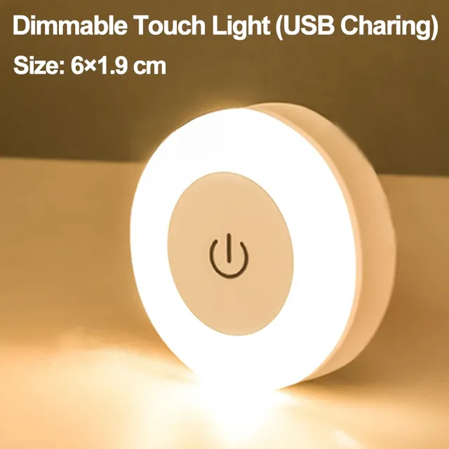 Mini LED Touch Sensor Night Lights USB Rechargeable Kitchen Bedroom ...