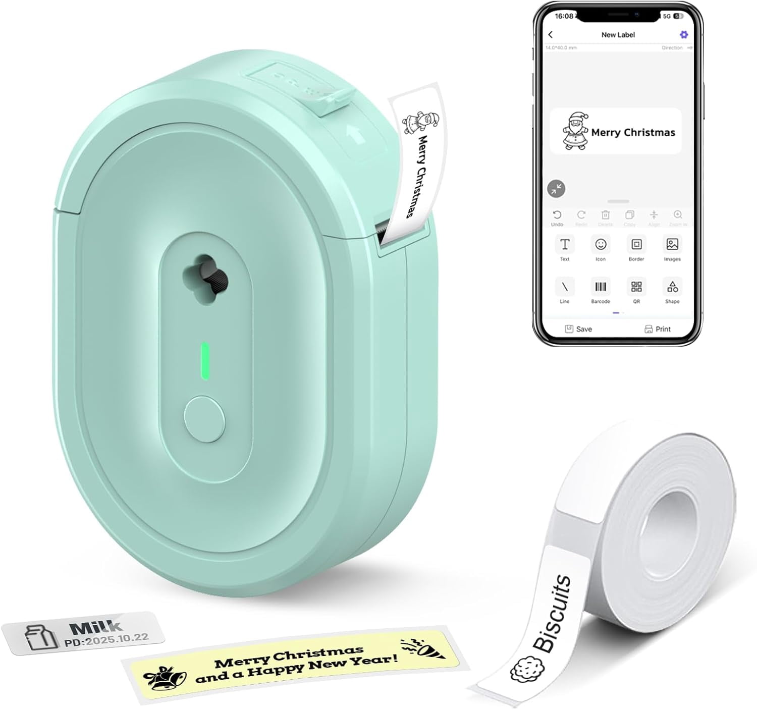 Mini Label Maker Machine with Tape, N12 Portable Bluetooth Label ...