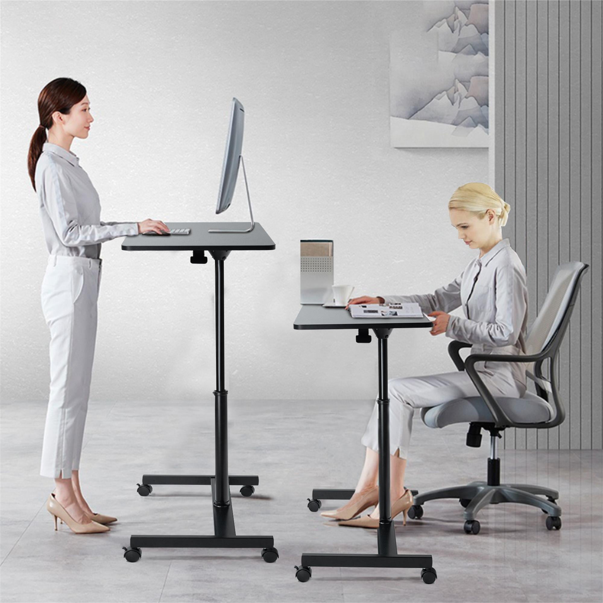 Mini Laptop Desk, Pneumatic Height Adjustable Sit and Stand Movable ...