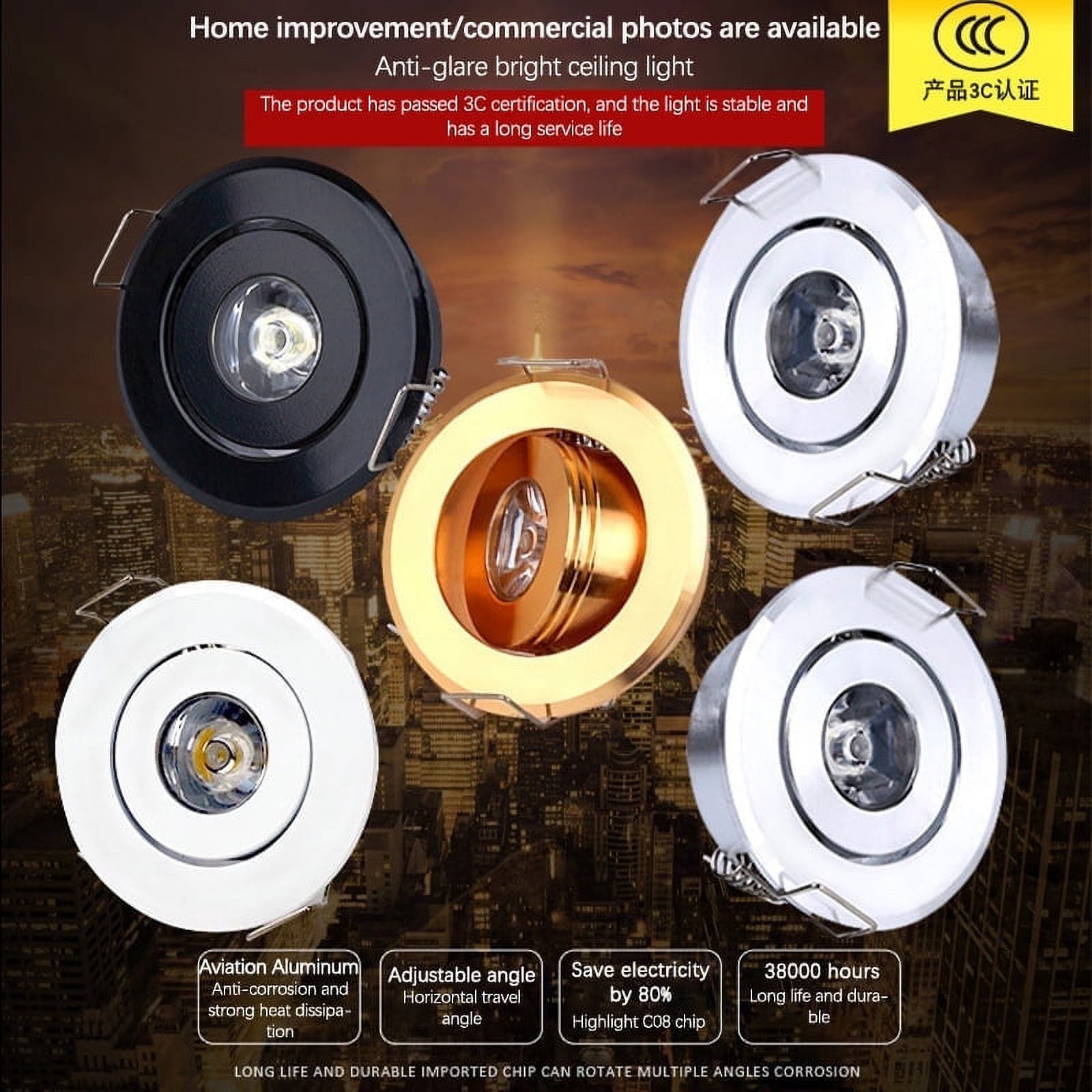 Mini Led Down Light 3W 1W Dimmable Spot Light Recessed Lights Ceiling ...
