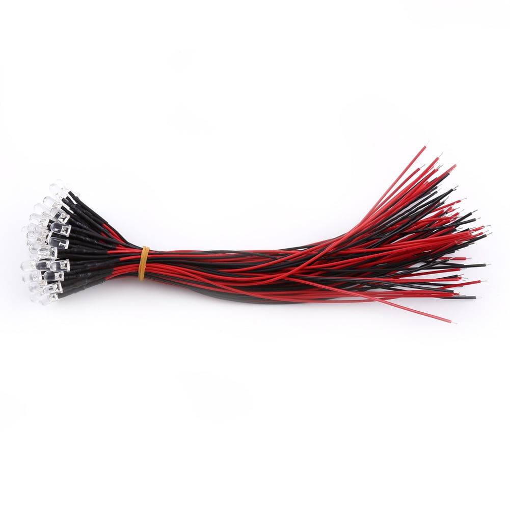 Mini Led Lights,Round Water Clear Emitting Diode,50pcs Pre Wired DC 9 ...