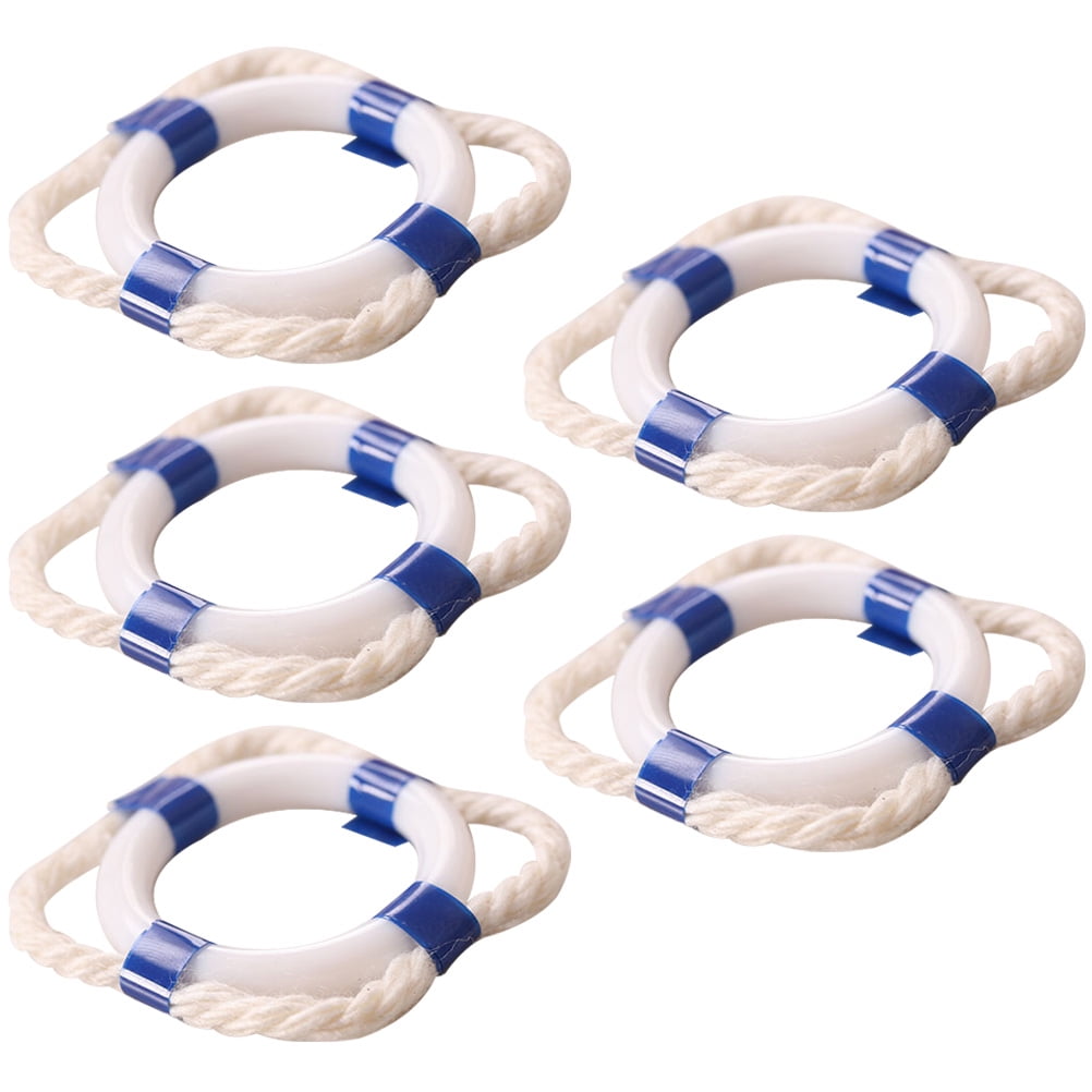 Mini Life Buoy 5 Pcs Miniature House Decorations Nautical Lifebuoys ...