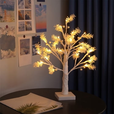 NOWSTO Birch Tree with Lights, 2 Pack 2FT Tree Indoor, 24 Pcs LED Warm ...