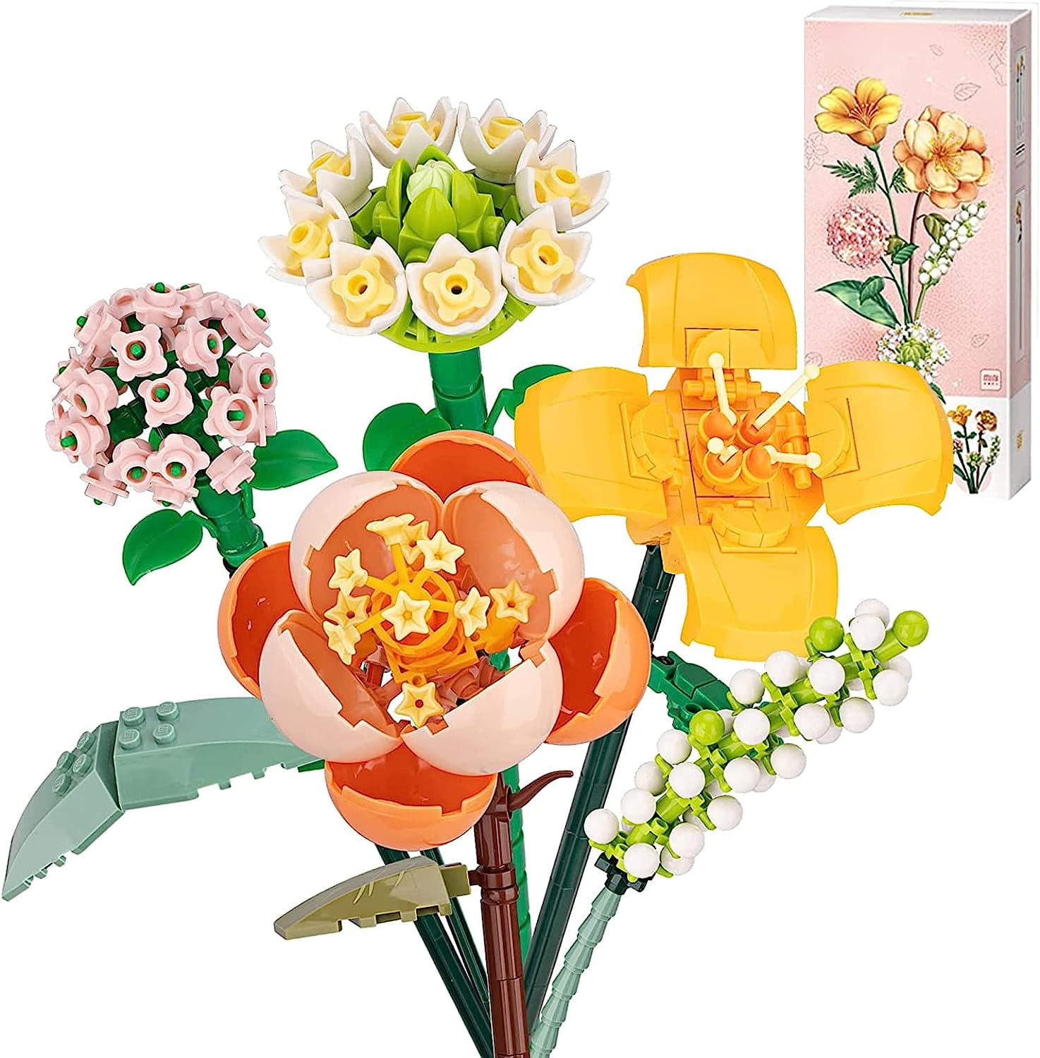 Mini Lily Flower Bouquet Plant Building Blocks Model Set,Artificial ...