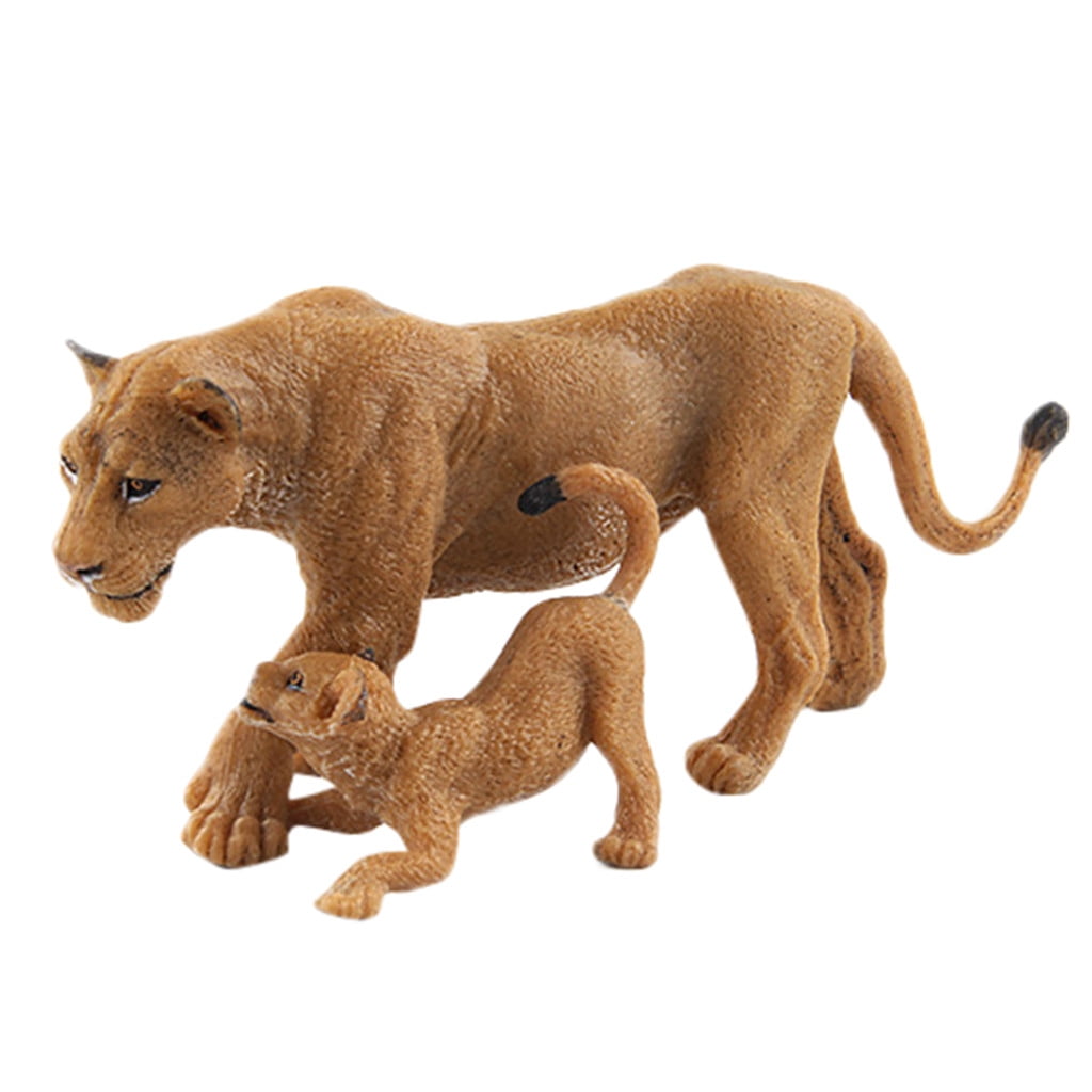 Mini Lion Toy Simulation Animal Figures Lions Mom & Baby Standing ...