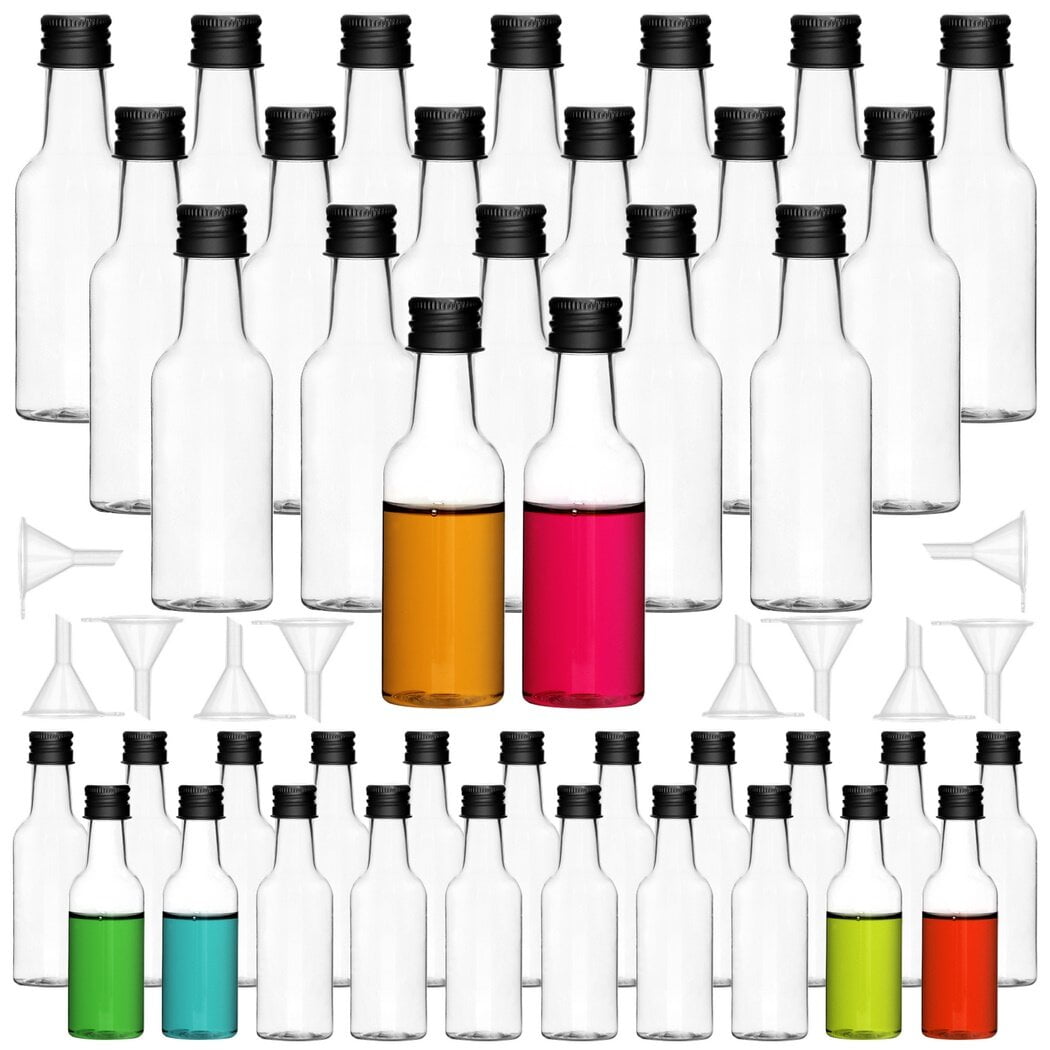 Mini Liquor Bottles 50 Packs, Empty Spirit Bottles with Aluminum Caps ...