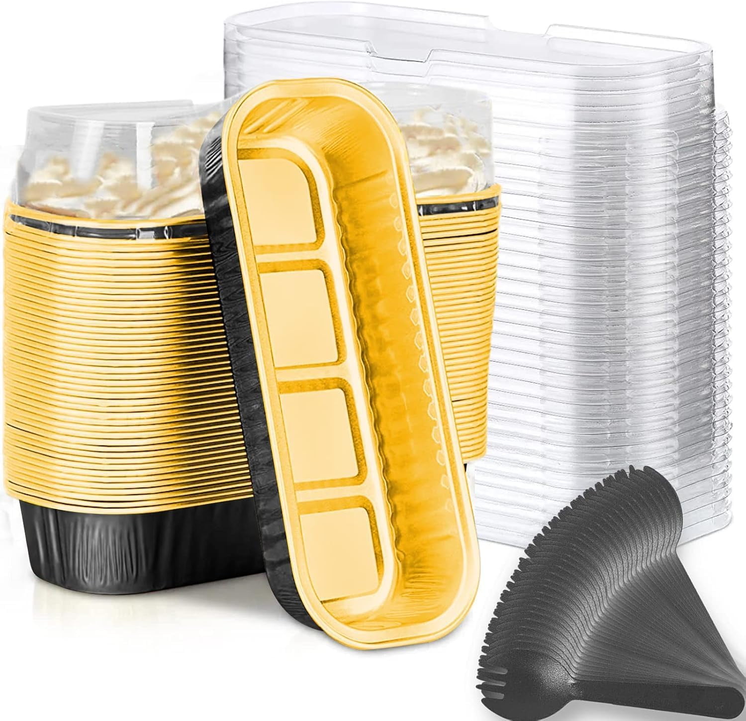 Mini Loaf Baking Pans with Lids and Spoons Rectangle Aluminum Foil ...