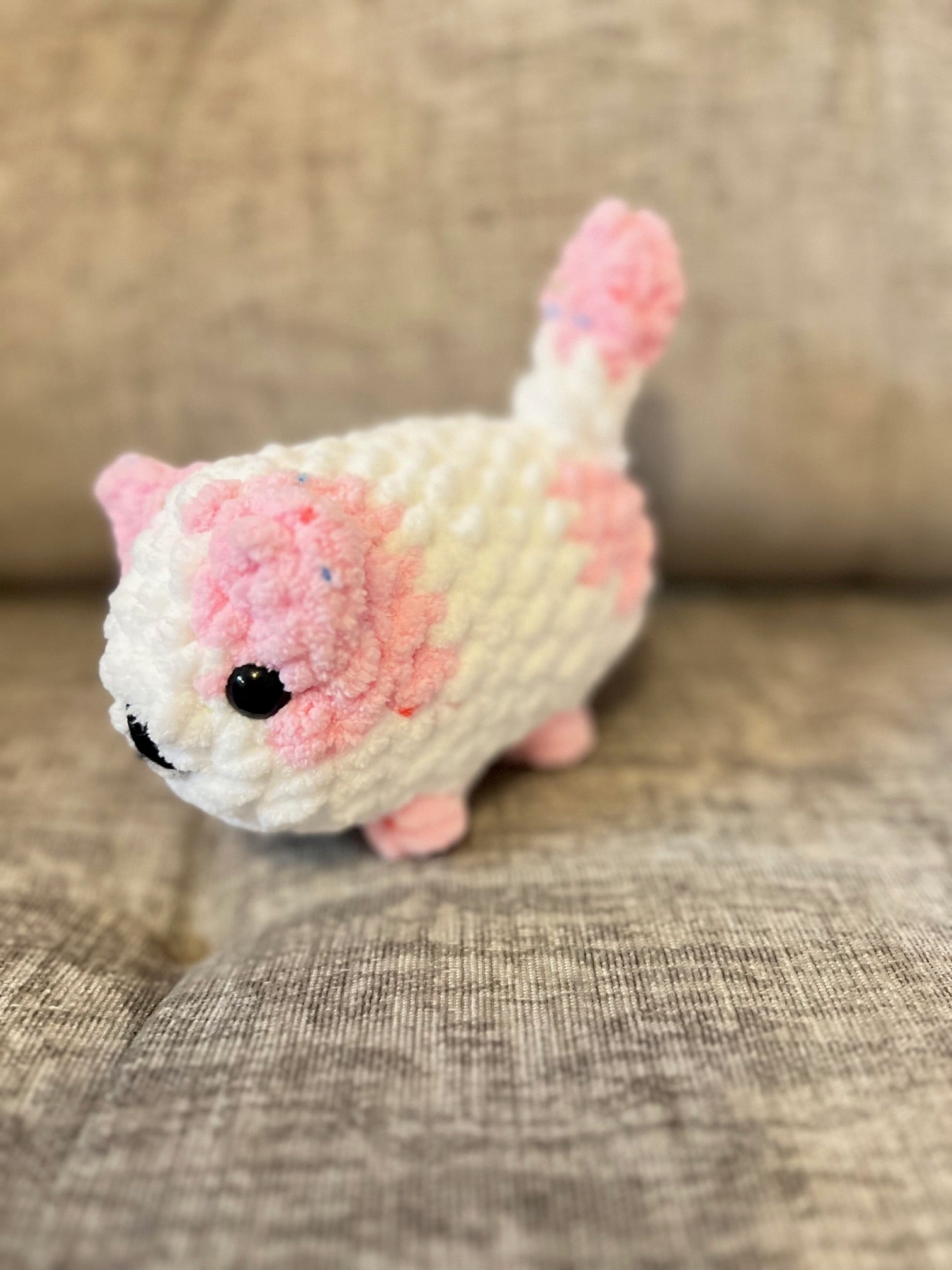Mini Loaf Cat | Hand-Crocheted Plush in Pastel Confetti Chenille Yarn ...