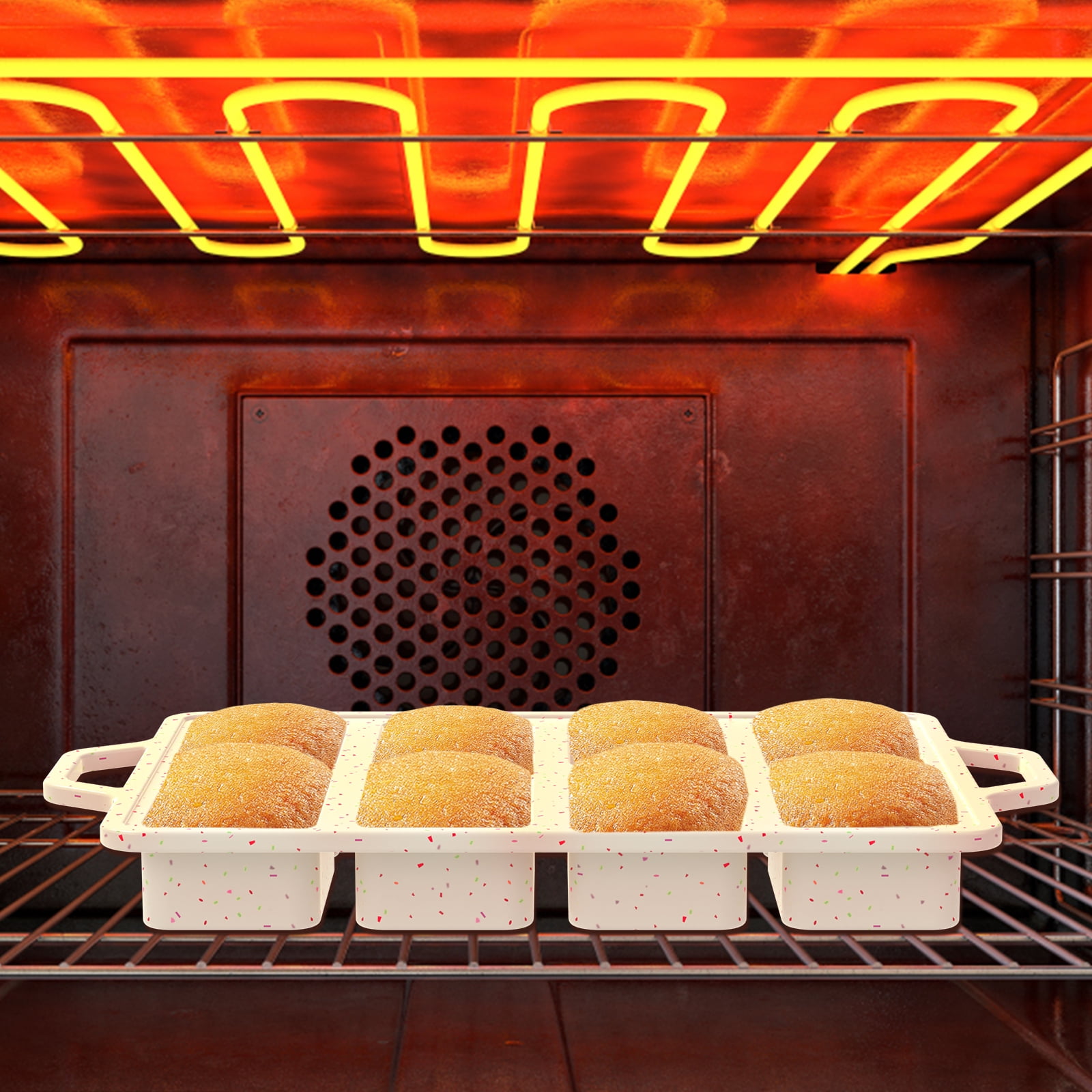 Mini Loaf Pan 8 Cavities Silicone Mini Bread Loaf Pans Nonstick Muffin ...