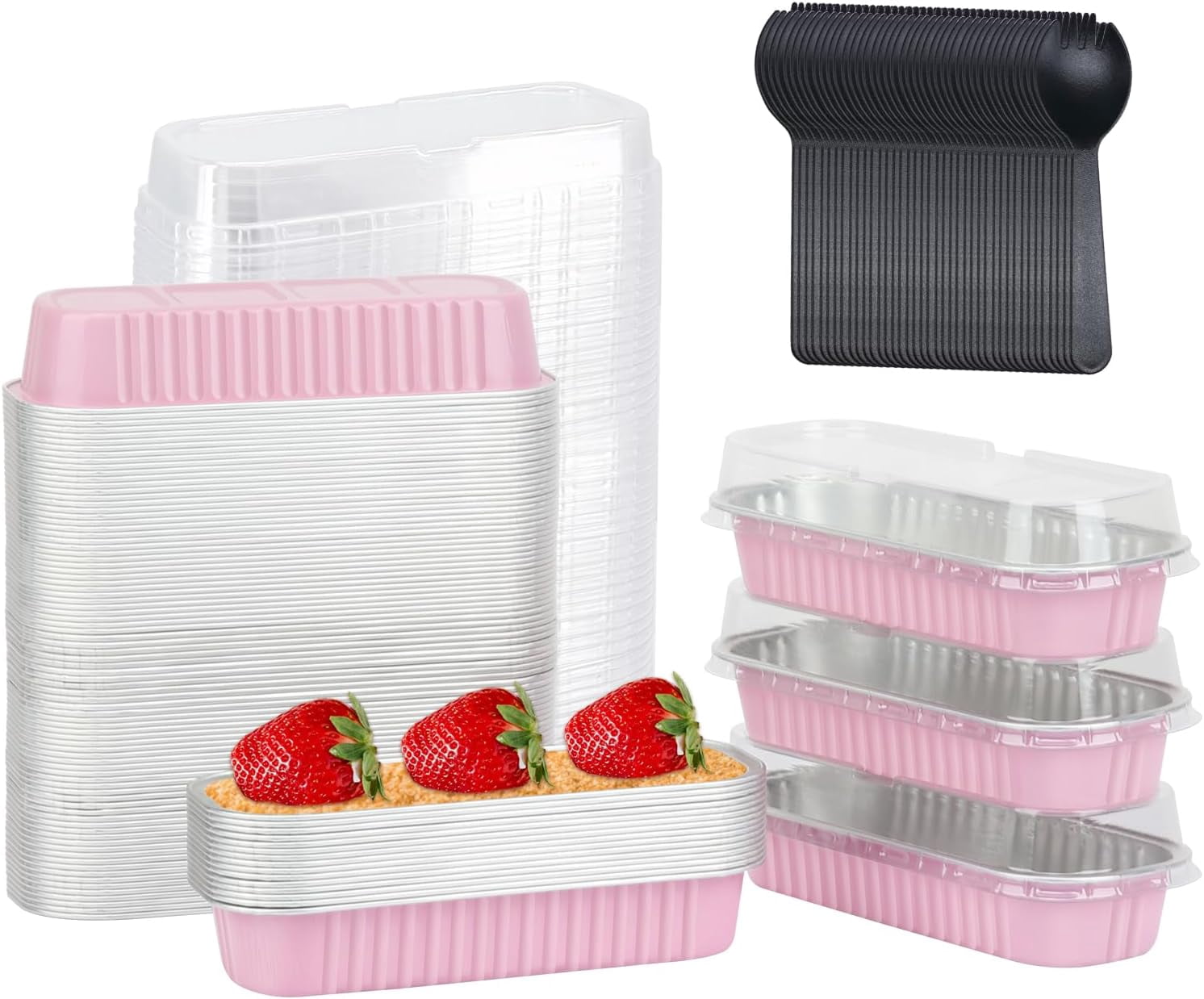 Mini Loaf Pans With Lids 100 Pack, 6.8oz Mini Cake Pans Rectangle ...