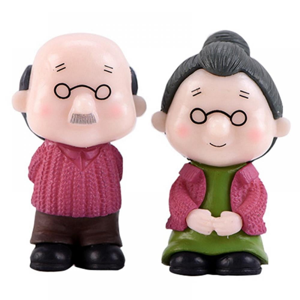 Mini Loving Elderly Couple Figurines Valentines Day Husband and Wife ...