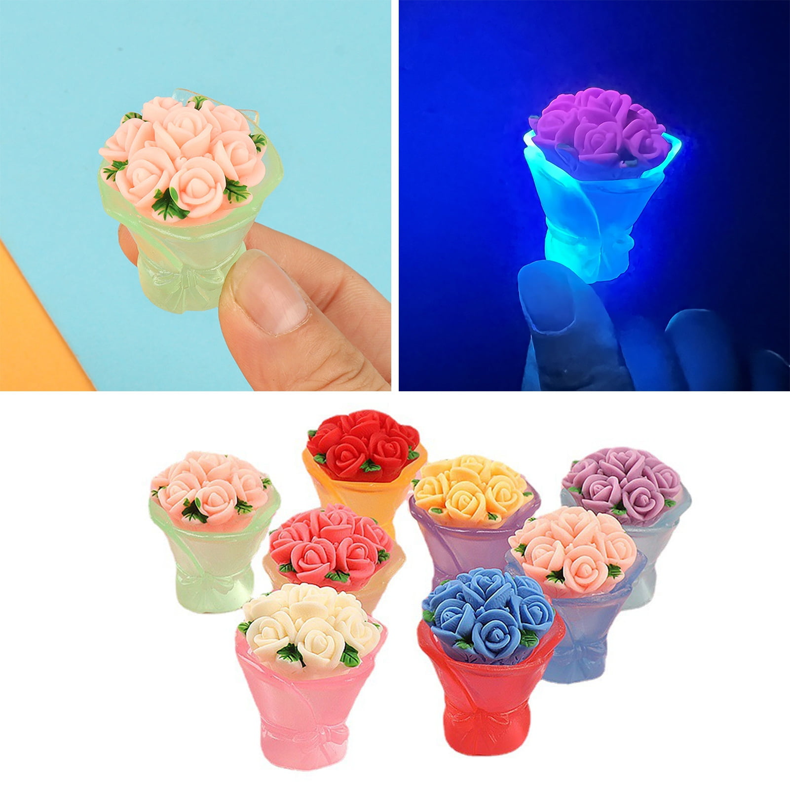 Mini Luminous Bouquet Miniature - Resin Craft Glow in The Dark DIY ...
