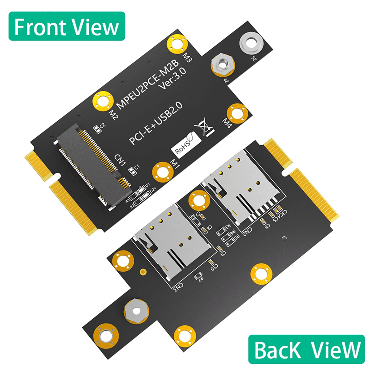 Mini M.2 Key B to PCI-E Adapter with Dual NANO SIM Card Slot - Walmart.com