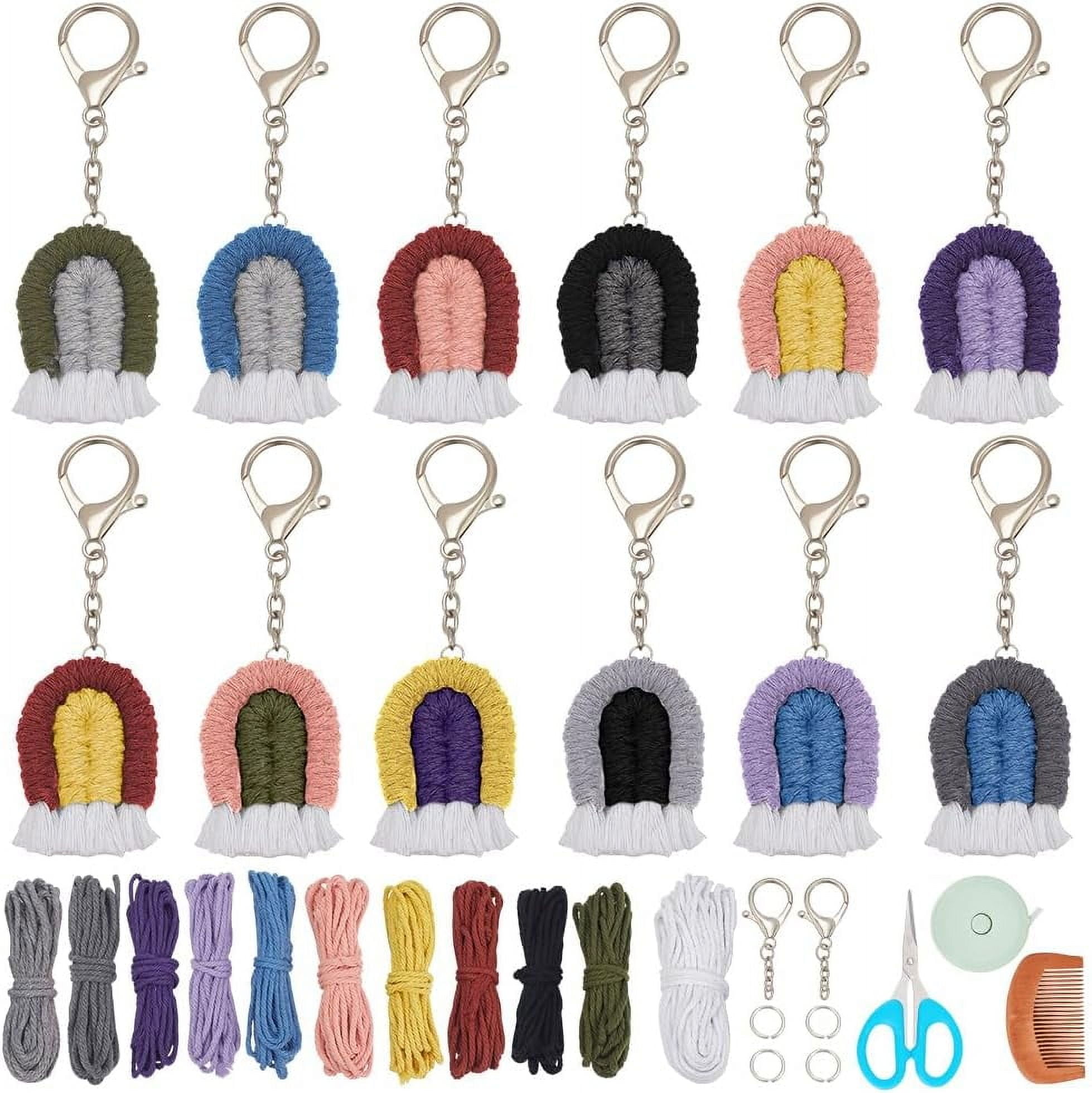 Mini Macrame Rainbow Keychain Kit Adults Beginners 12 Set DIY Macrame ...