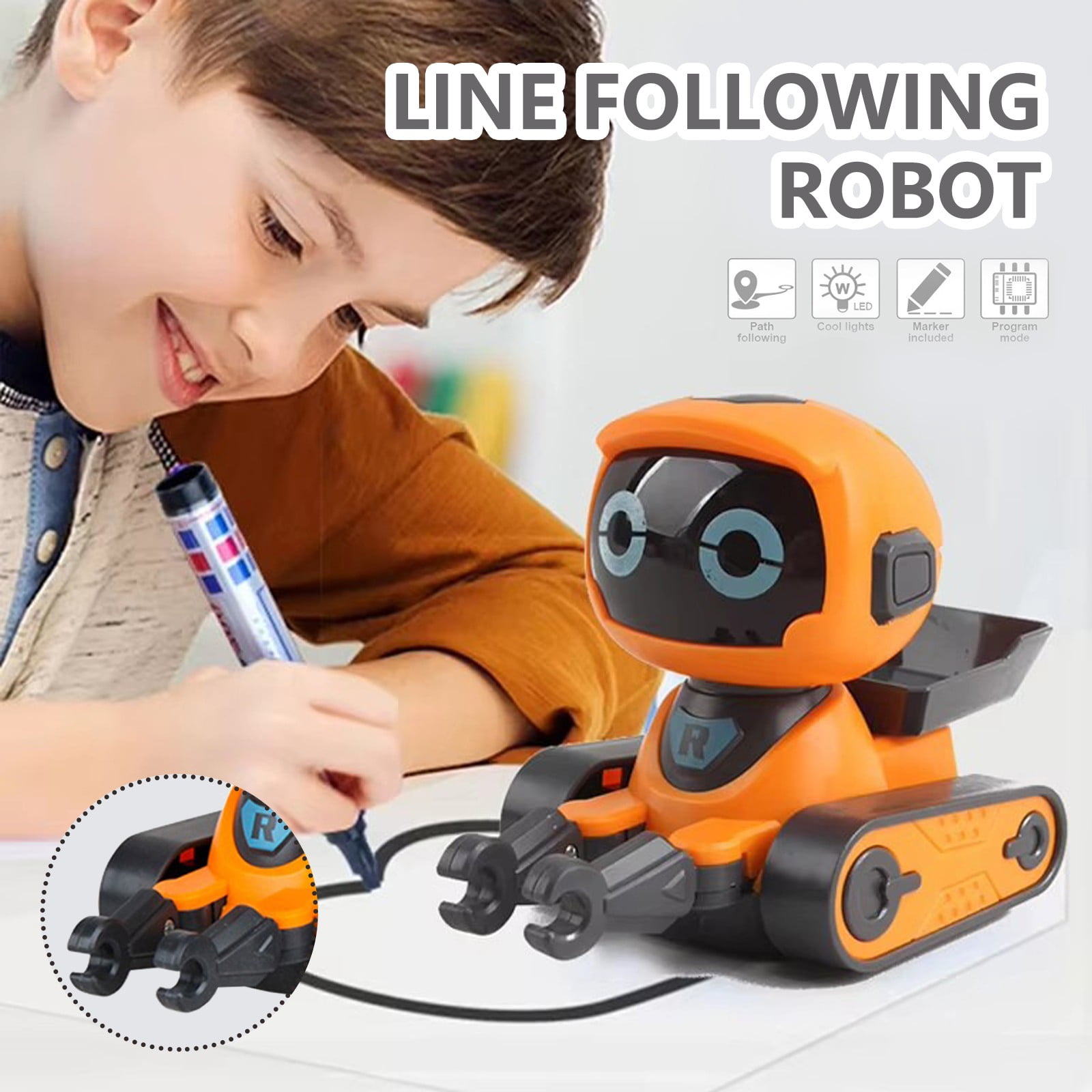 Mini Magic Inductive Robot Toy Tracer Bot Interactive Stem Toy Follow ...