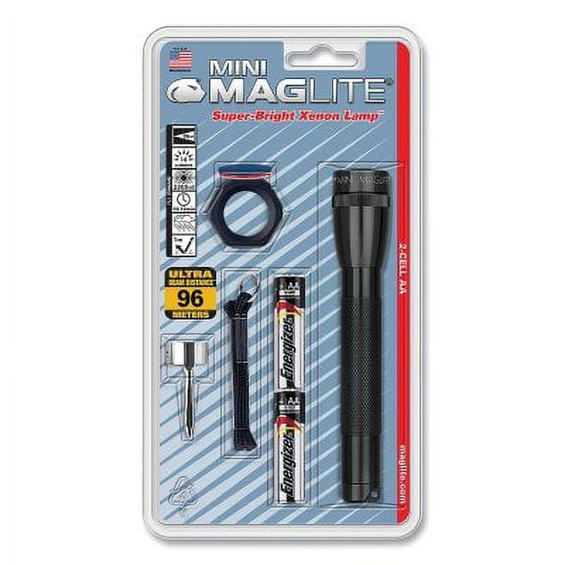 Mini Maglite Aa Flashlight, 2 Aa, 14 Lumens, Black, Combo Pack | Bundle ...