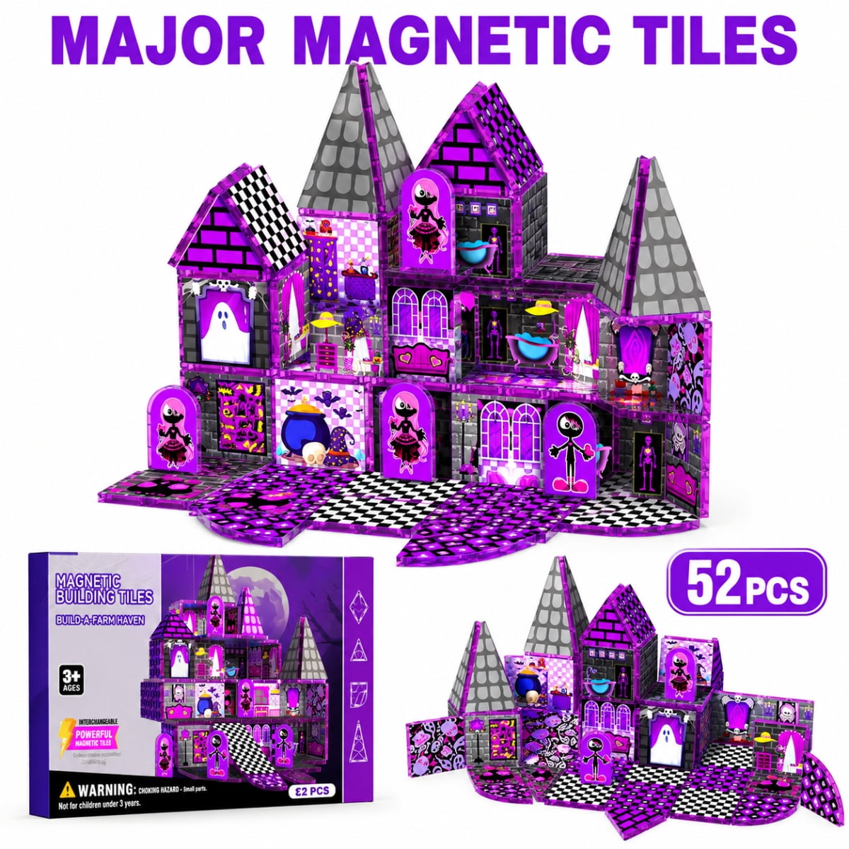 Mini Magnetic Building Tiles Tin Box, Stained Glass Window STEM Puzzle ...