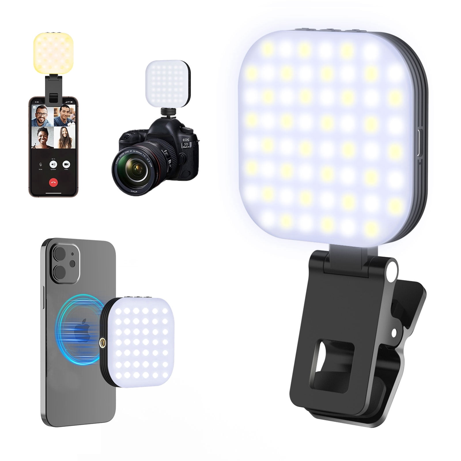Mini Magnetic Phone Selfie Light, Clip on Light with Hot Shoe Apater ...