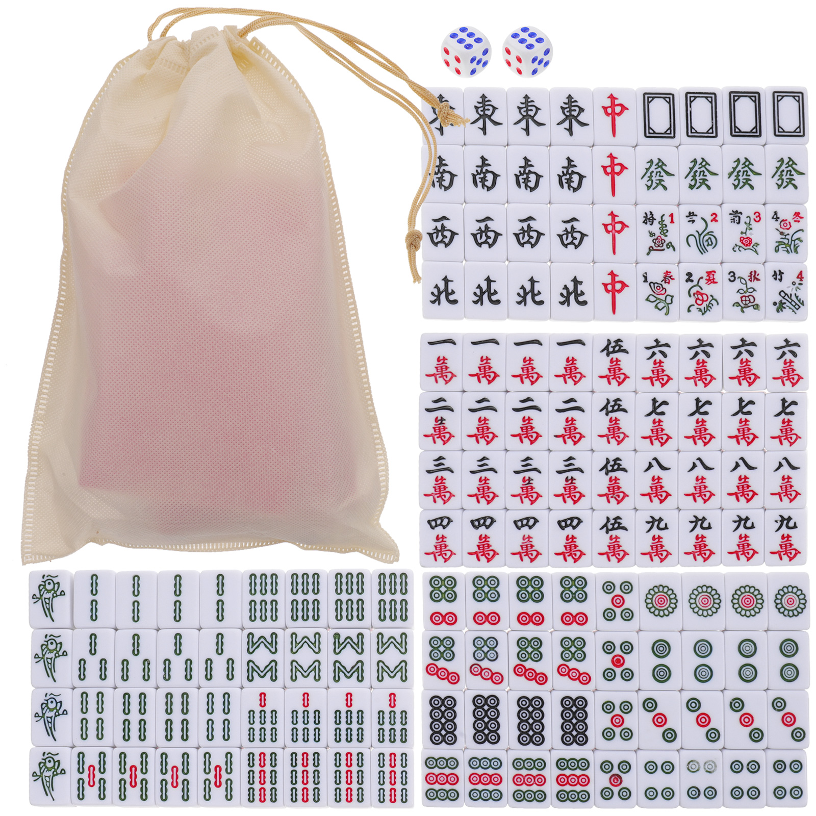 Worgeous 1 Set of Mini Mahjong Set Travel Tiny Mahjong Set Portable ...