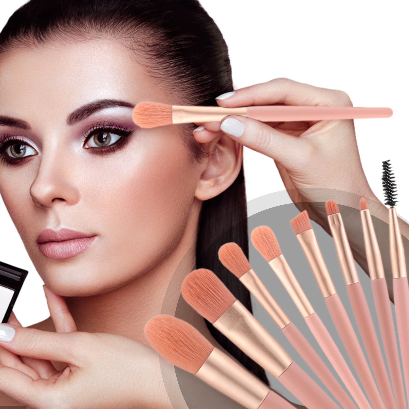 Mini Makeup Brush Set - 8PCS Portable Beauty Brushes for Beginners ...