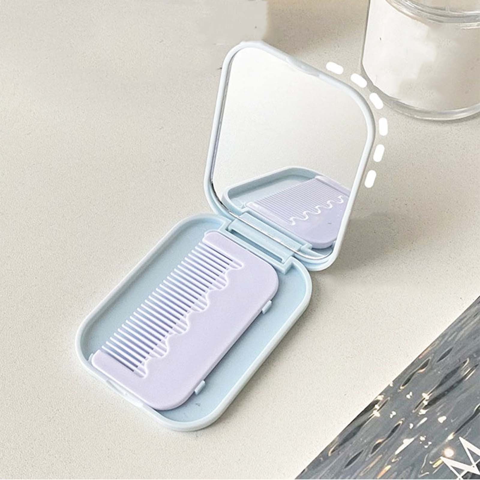 Mini Makeup Mirror with Bow & Comb - Portable & Foldable for Women and ...