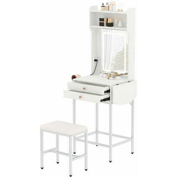 Mini Makeup Vanity Desk Set Compact Vanity with Mirror. Hair Dryer ...