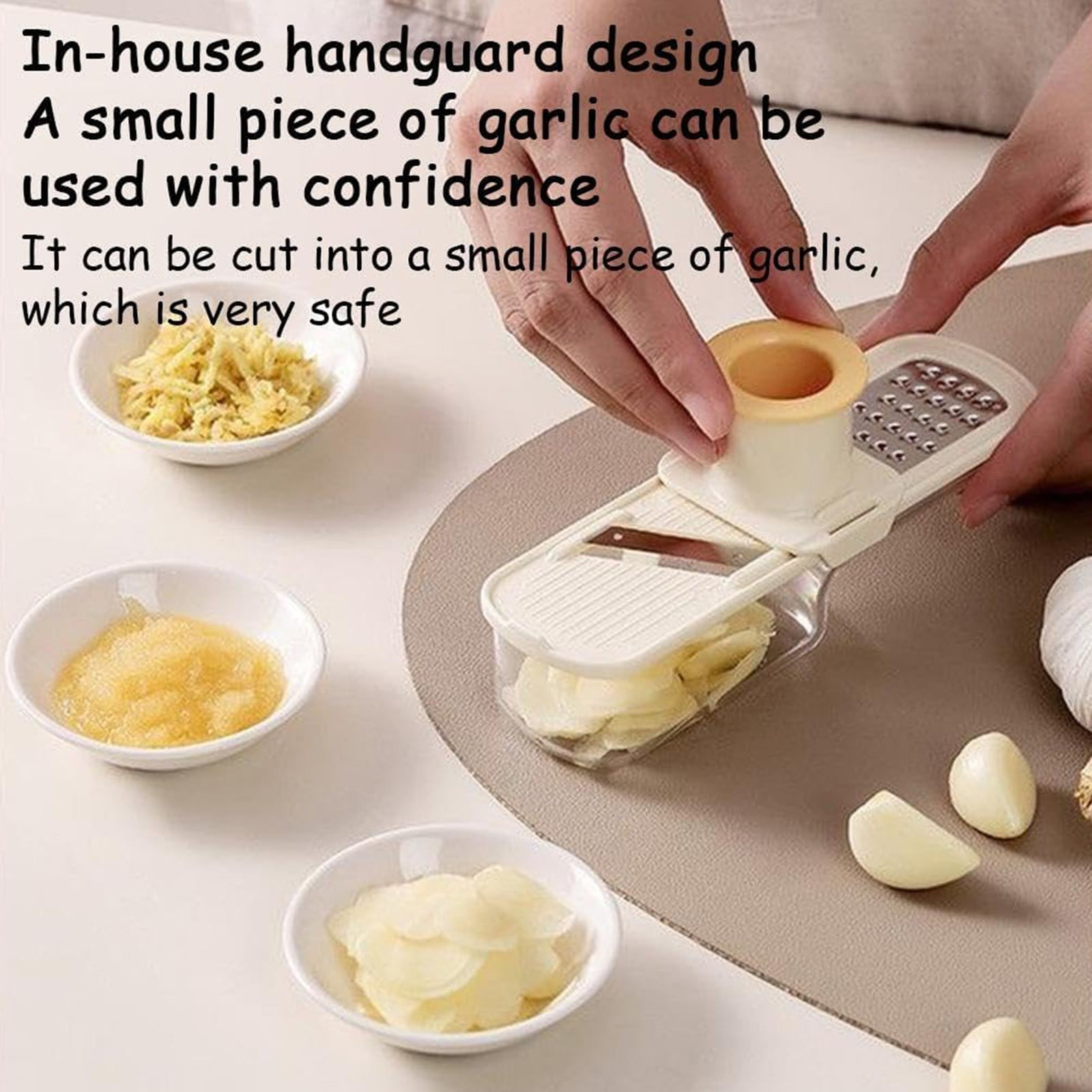 Mini Manual Food Cutter, Garlic Ginger Slicer and Shredder with Built ...