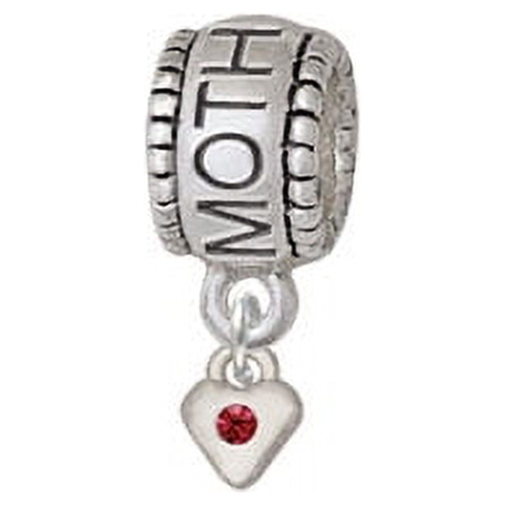 Mini Maroon Birthday Crystal Heart - Mother Charm Bead - Walmart.com