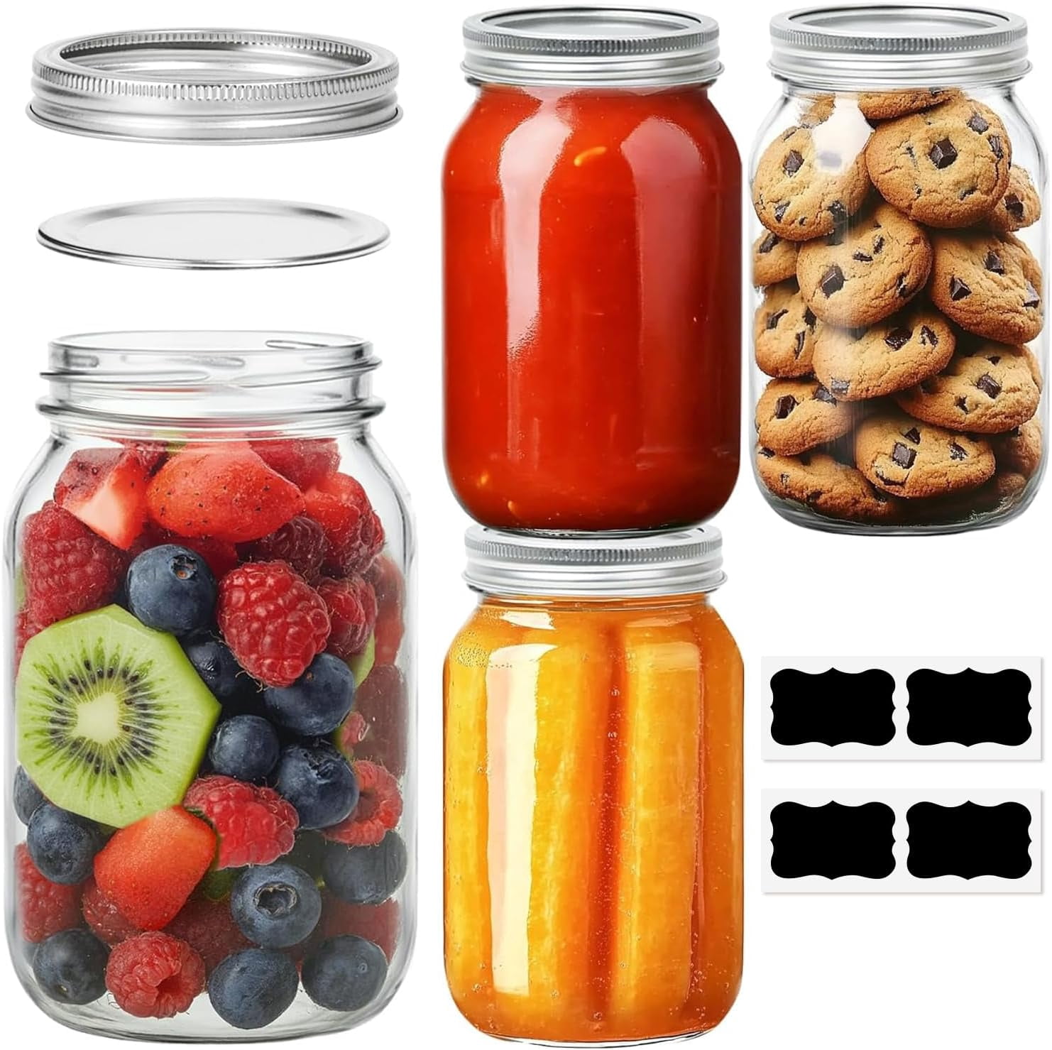 Mini Mason Jars 8 Pack, Regular Mouth Mason Jars with Lids and Sealing ...