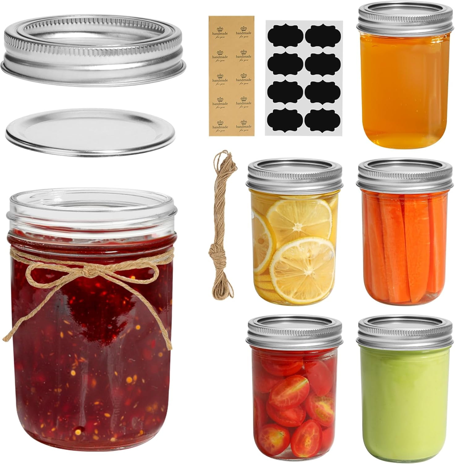 Mini Mason Jars 8 Pack, Regular Mouth Mason Jars with Lids and Sealing ...