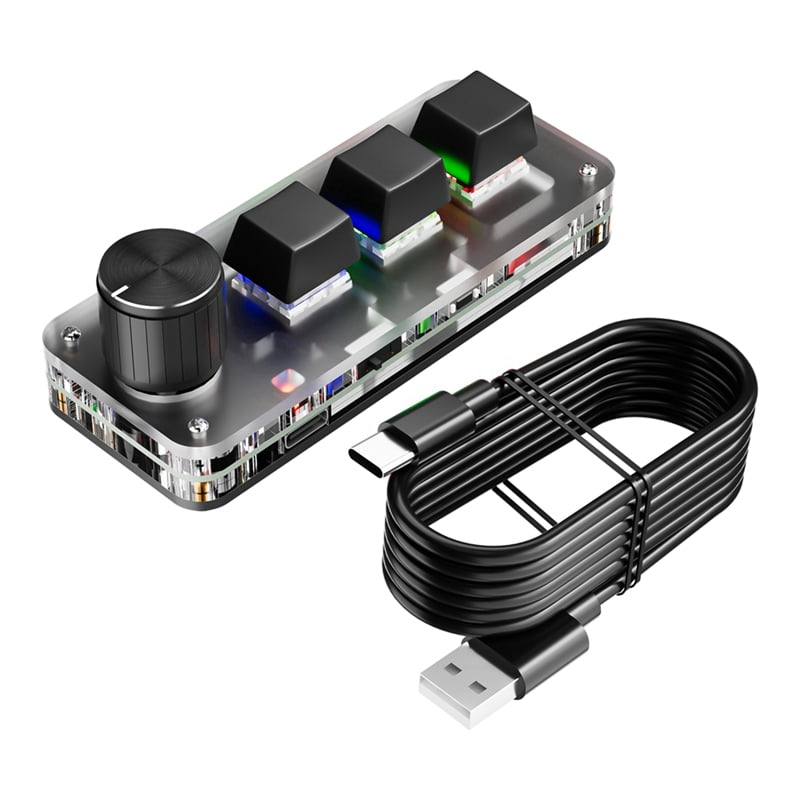 Mini Mechanical Keyboard 3 Key 1 Knob Macro Custom Keyboard Gaming Programming Bluetooth ...