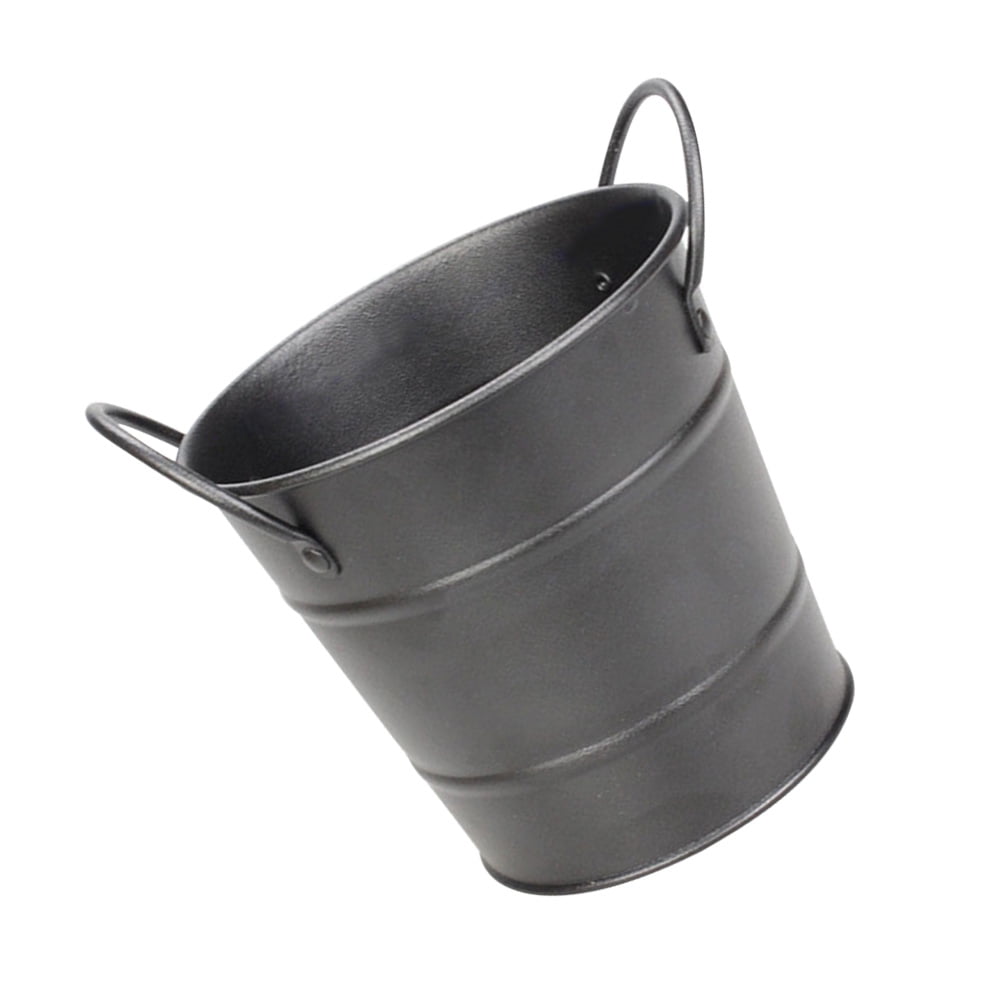 Mini Metal Bucket Small Ice Buckets Portable Container Black Outfit for ...