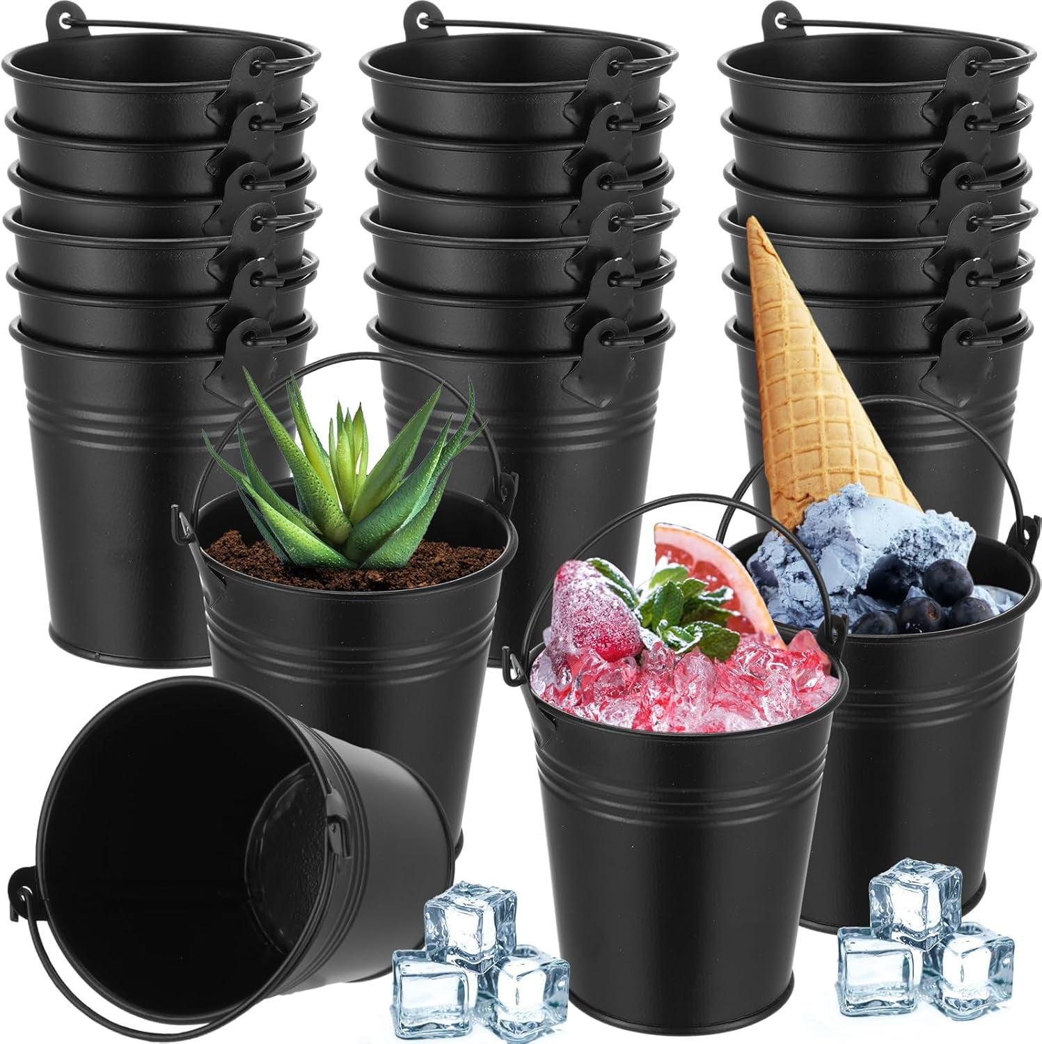 Mini Metal Buckets with Handles Galvanized Buckets 3.15 Inch Mini ...