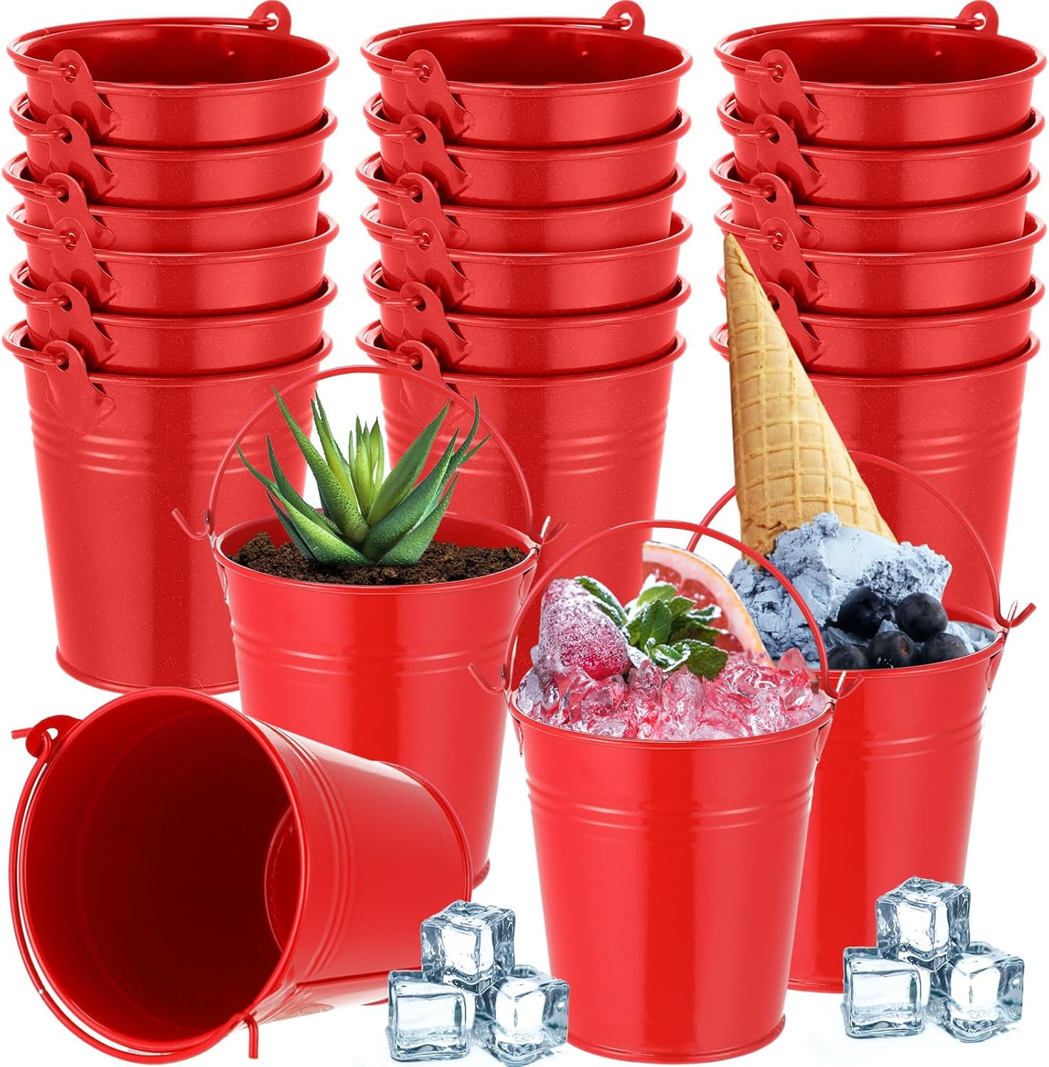 Mini Metal Buckets with Handles Galvanized Buckets 3.15 Inch Mini ...