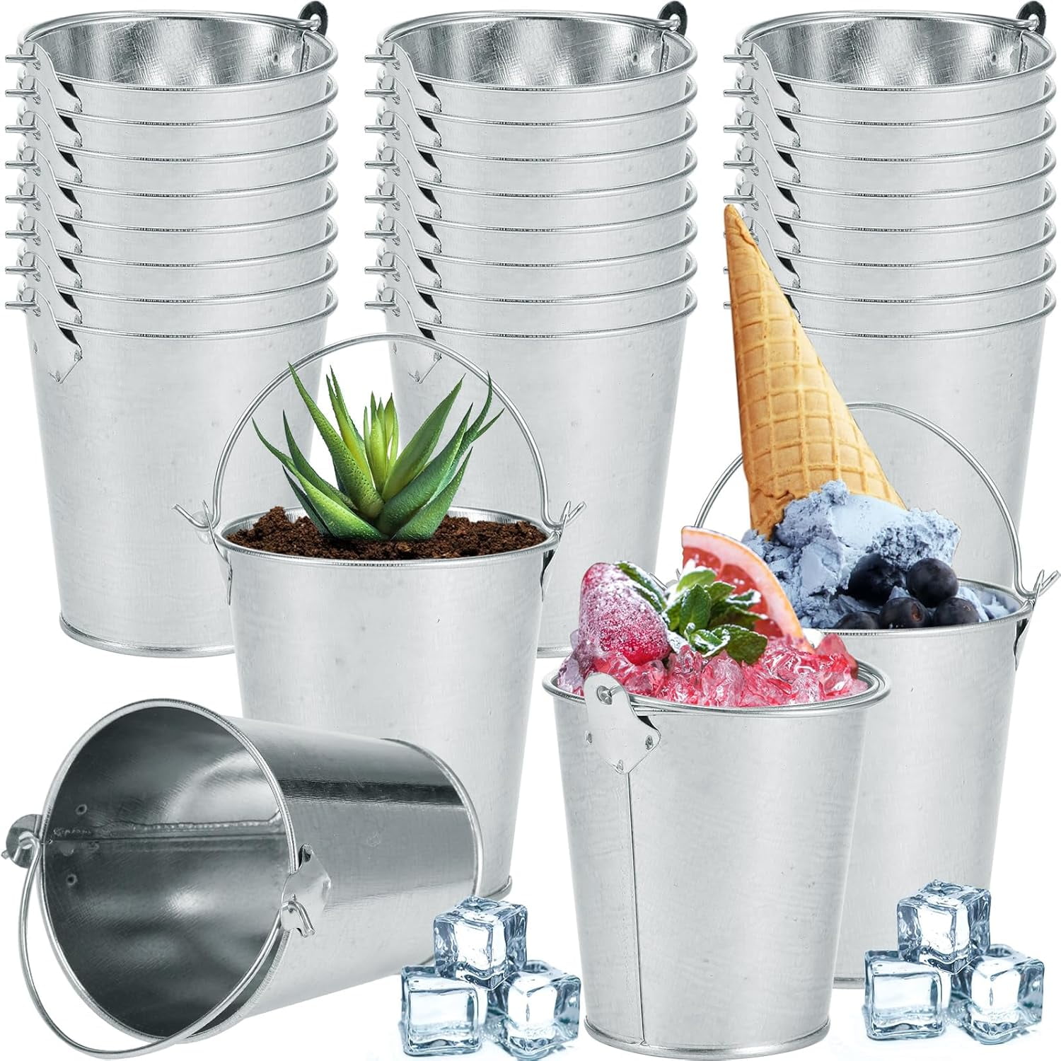 Mini Metal Buckets with Handles Galvanized Buckets 3.15 Inch Mini ...