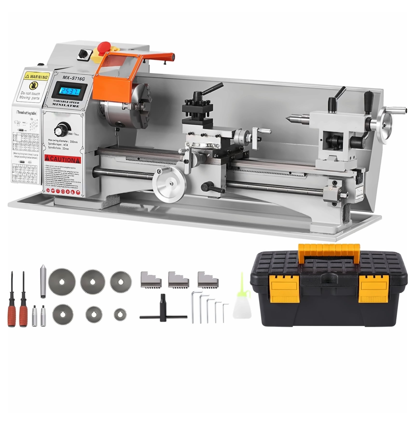 Mini Metal Lathe Machine 7x16, 800W Benchtop Lathe, 150-2500 RPM ...