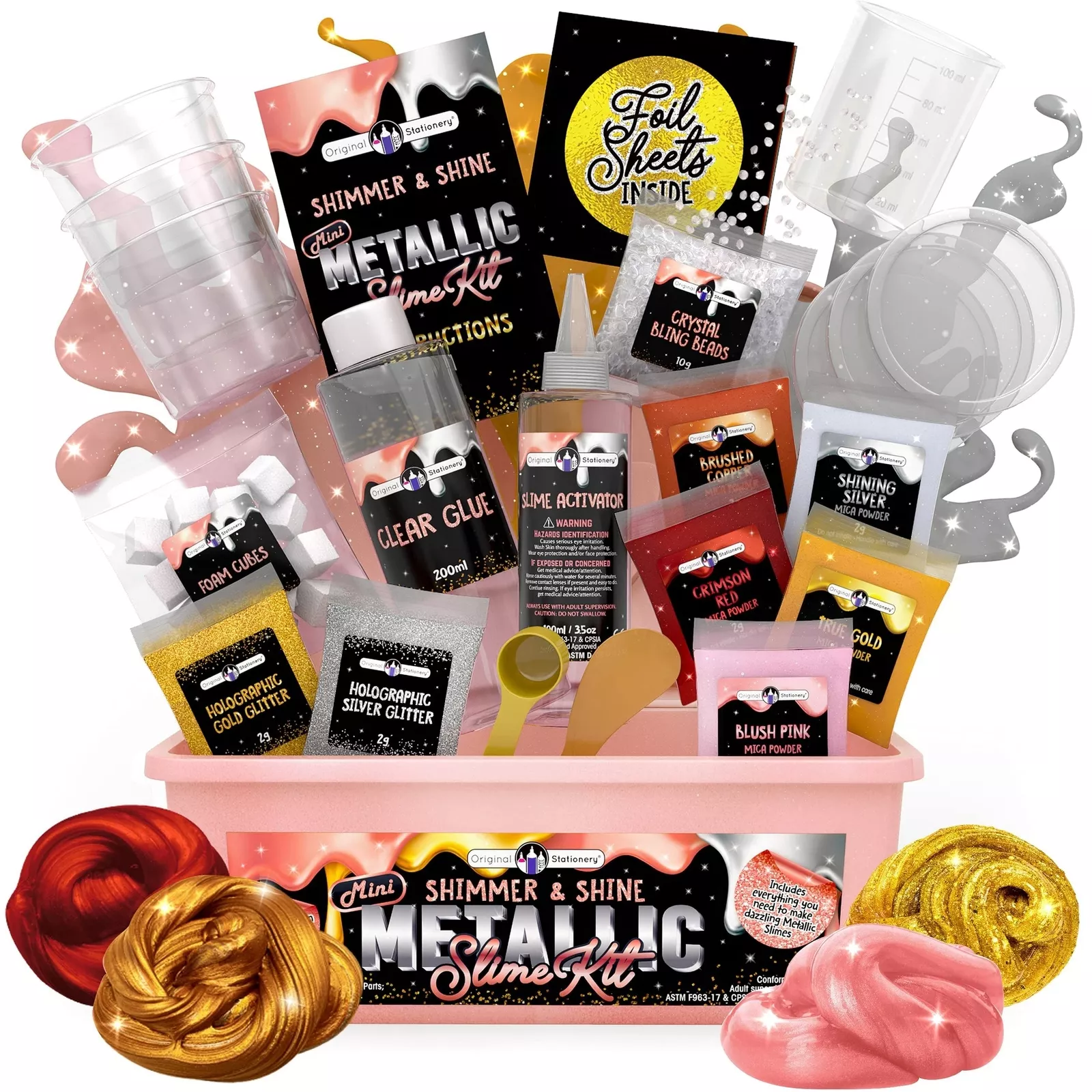 Mini Metallic Shimmer and Shine Slime Kit, Make Shimmery Slime ...